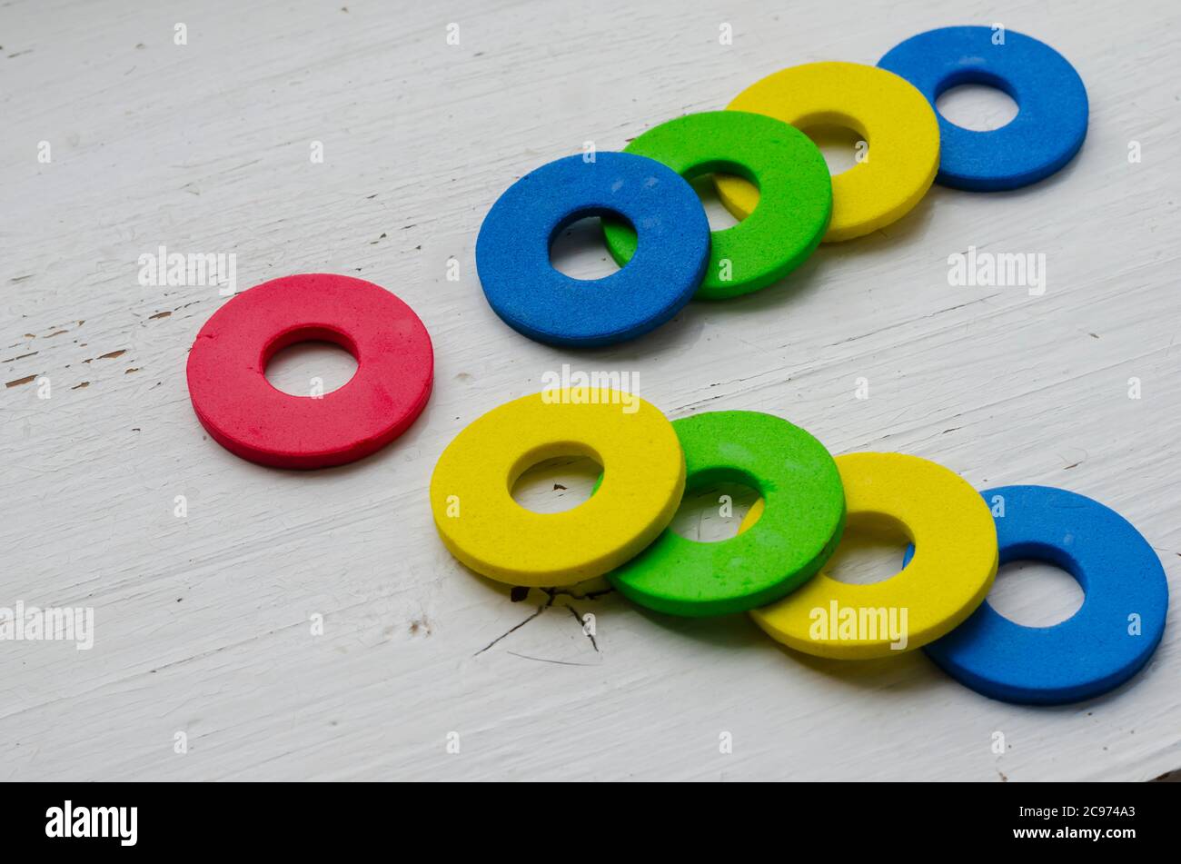 Geometric shape made of round parts of a children's designer. Multi ...