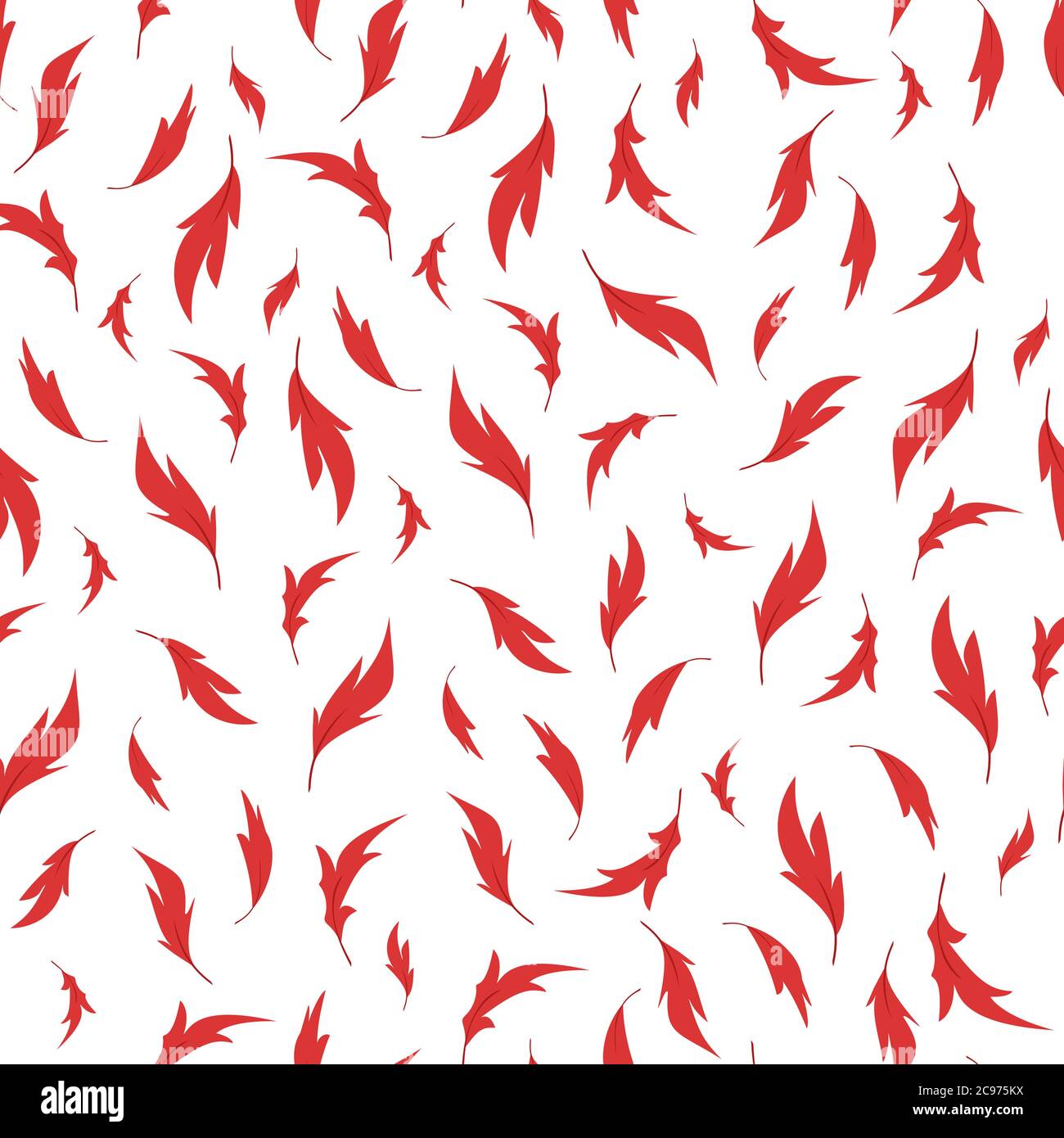 Seamless pattern with shabby red leaves with little stem. Vector background. Autumn wallpaper ...