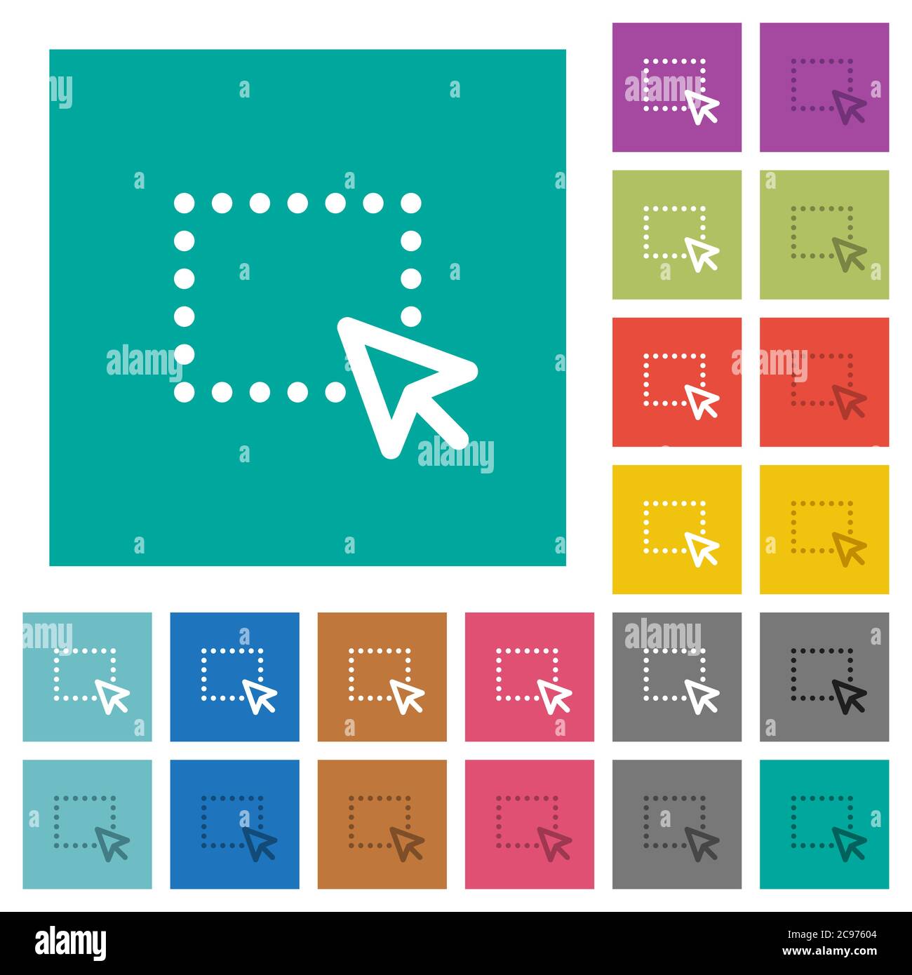 Drag and drop operation multi colored flat icons on plain square ...