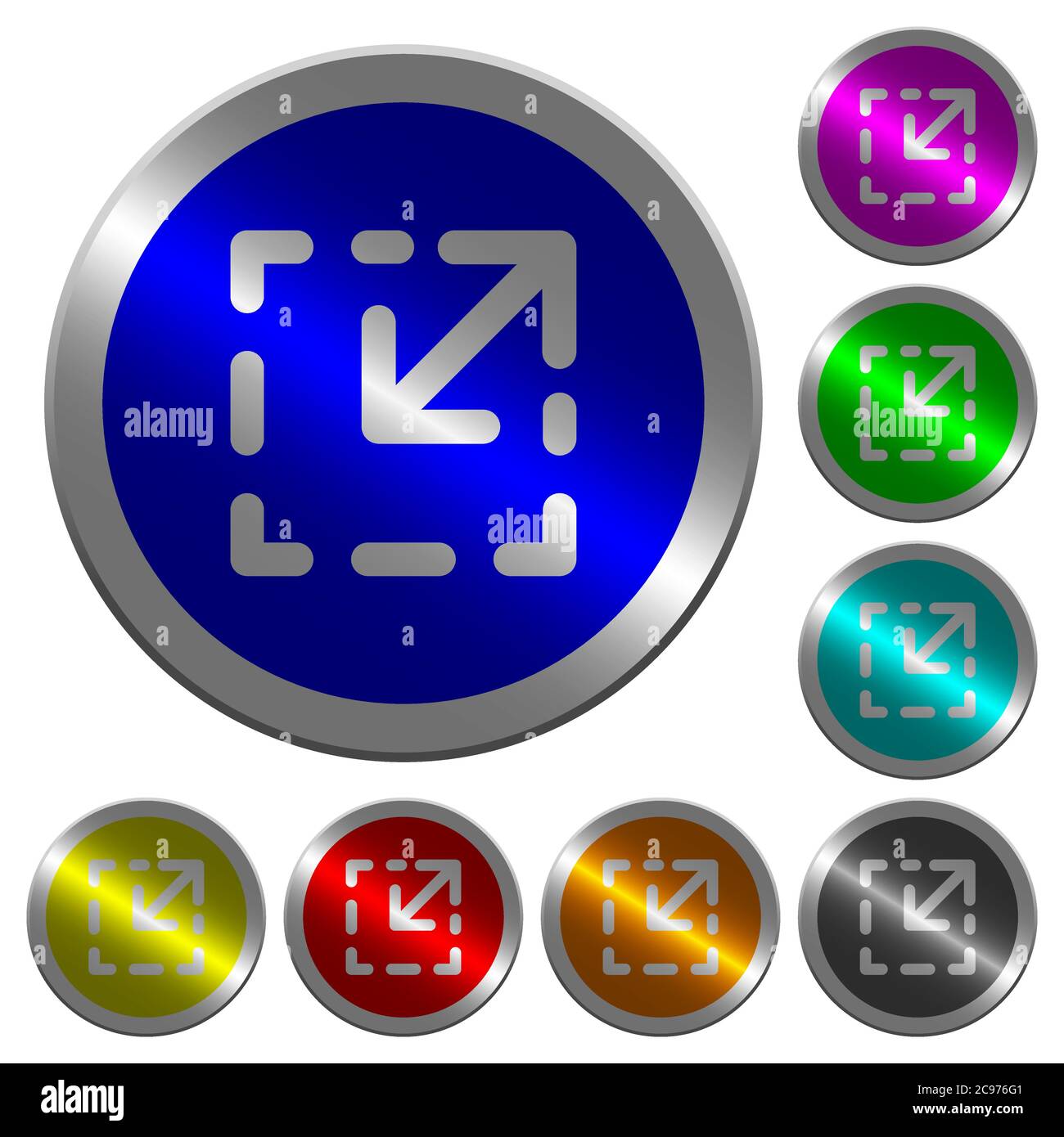 Resize element icons on round luminous coin-like color steel buttons Stock Vector Image & Art ...