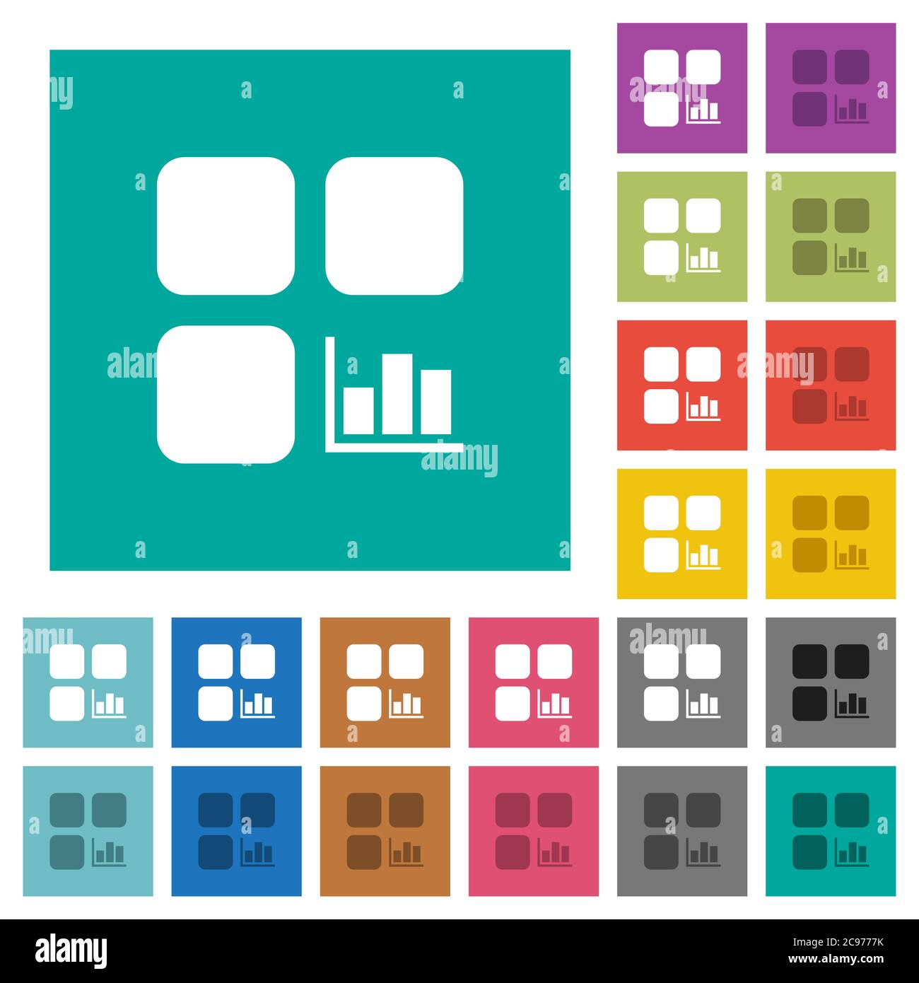 Component statistics multi colored flat icons on plain square ...