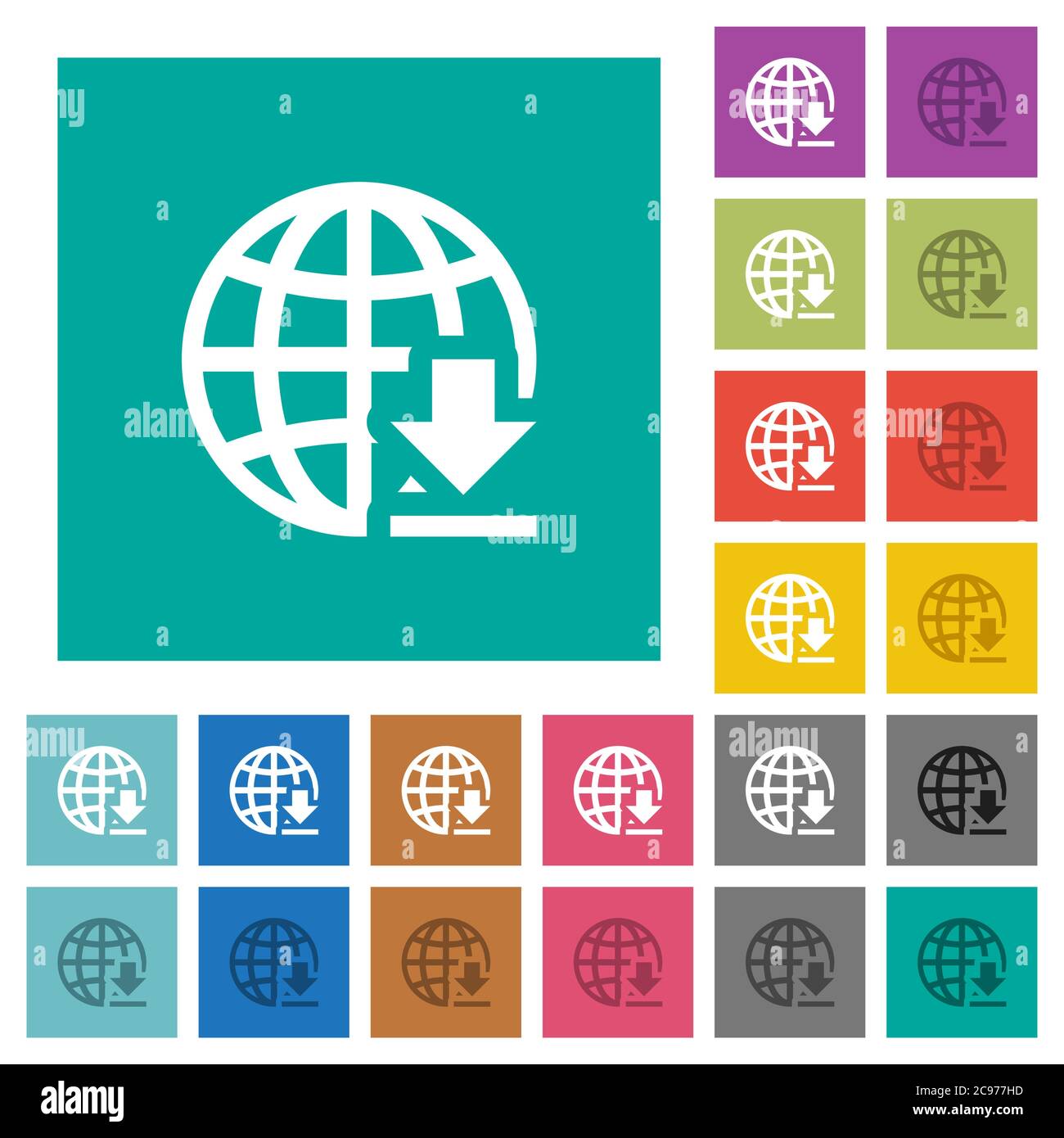 Download from internet multi colored flat icons on plain square ...