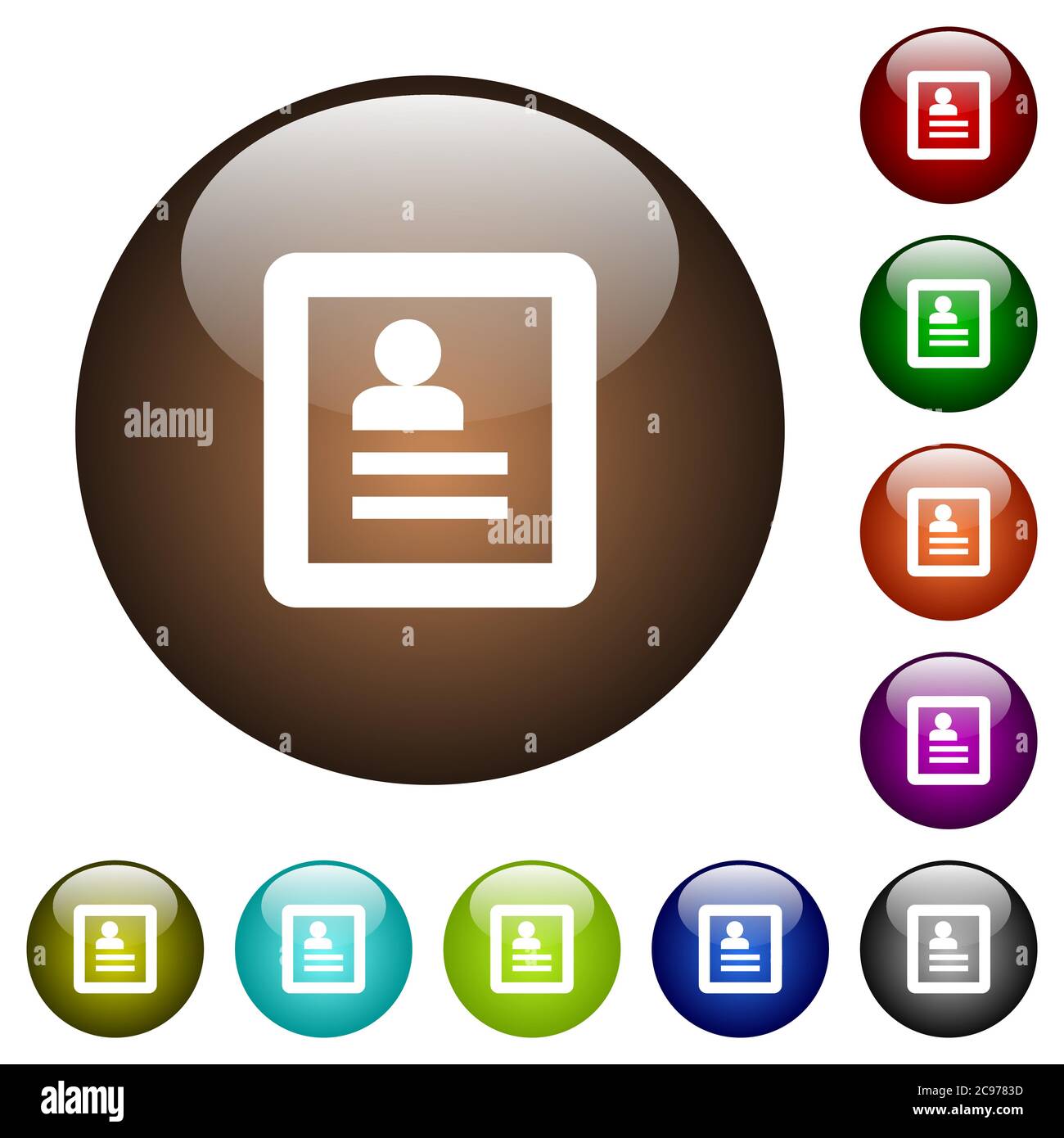 Contacts white icons on round color glass buttons Stock Vector Image ...