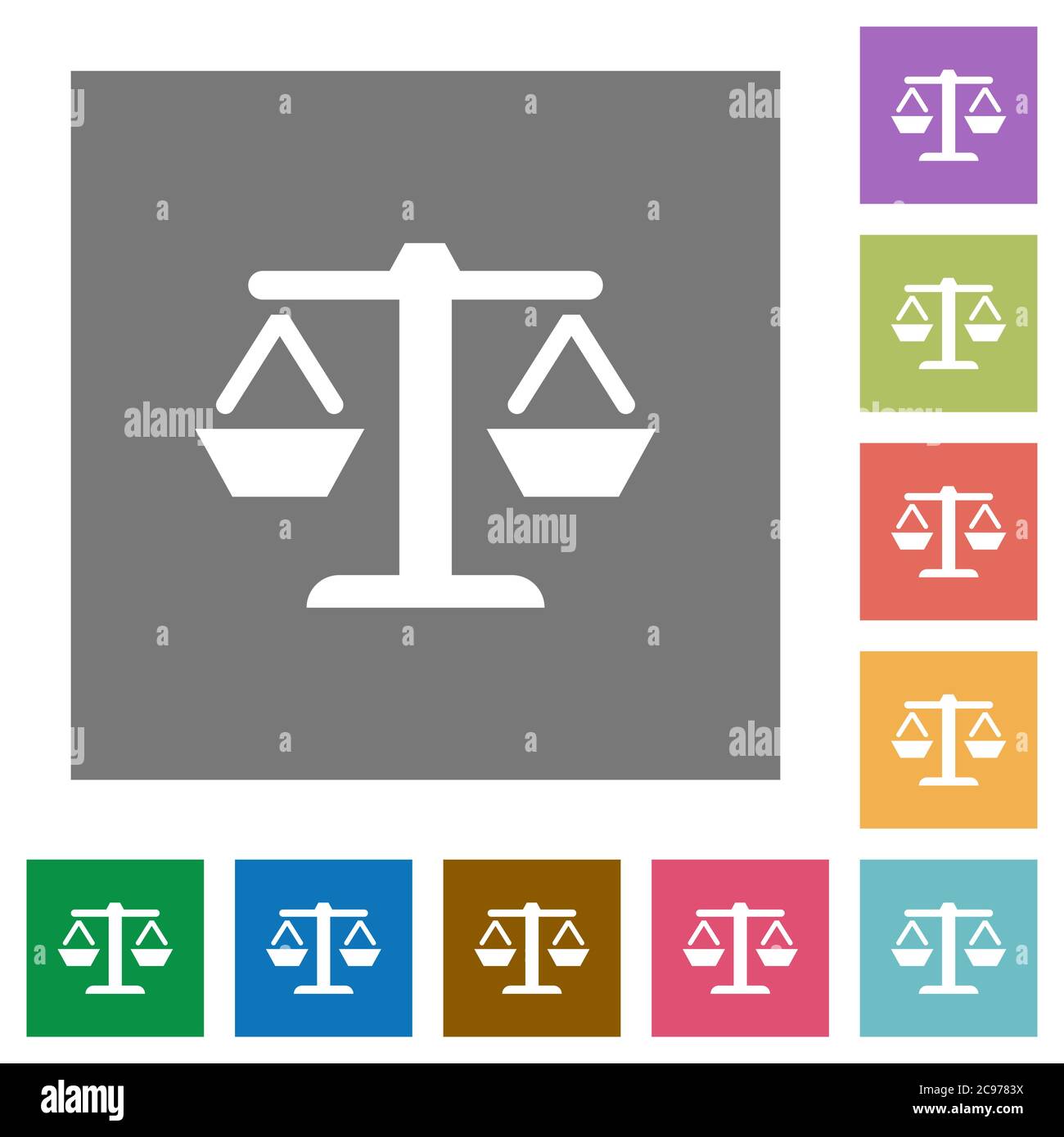 Balance flat icons on simple color square backgrounds Stock Vector ...