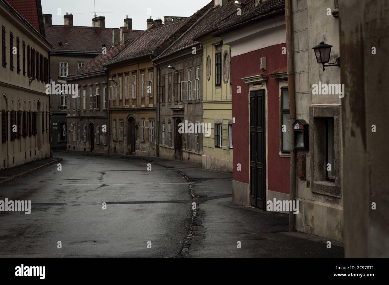 Old street in Sopron city, Hungary Stock Photo - Alamy