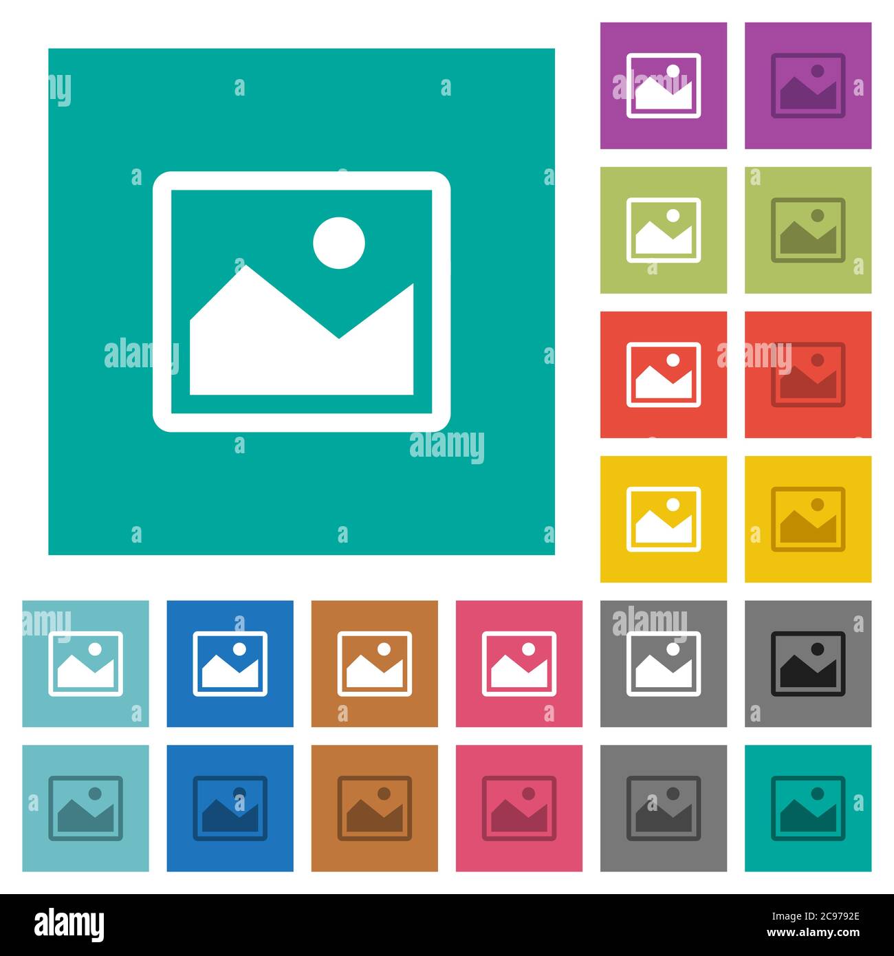 Single picture multi colored flat icons on plain square backgrounds ...