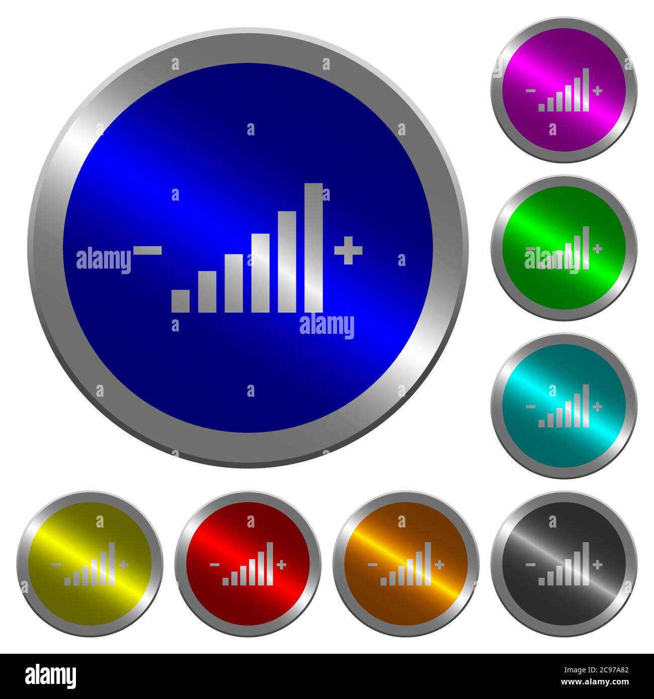 Control element icons on round luminous coin-like color steel buttons Stock Vector Image & Art ...