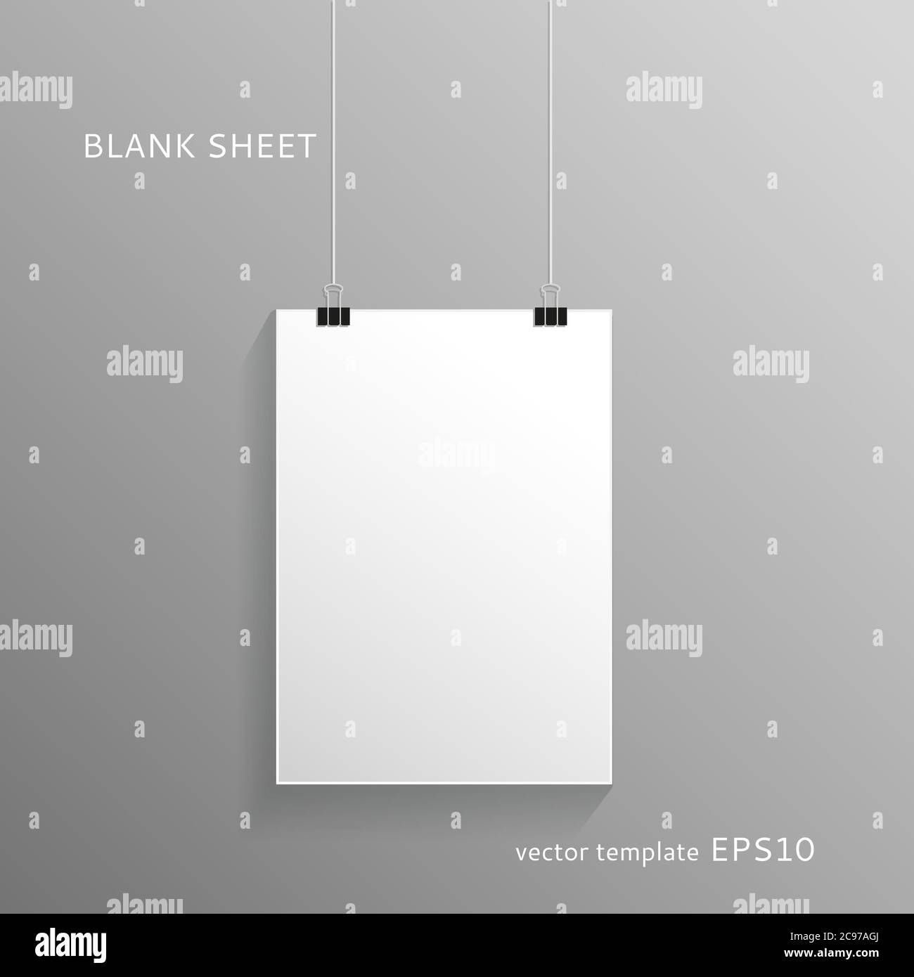 Vector set of blank paper sheet on a rope Stock Vector Image & Art - Alamy