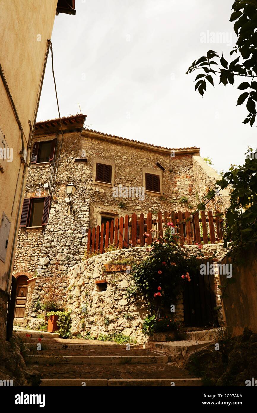 A glimpse of the medieval village of Canterano, in the province of Rome ...