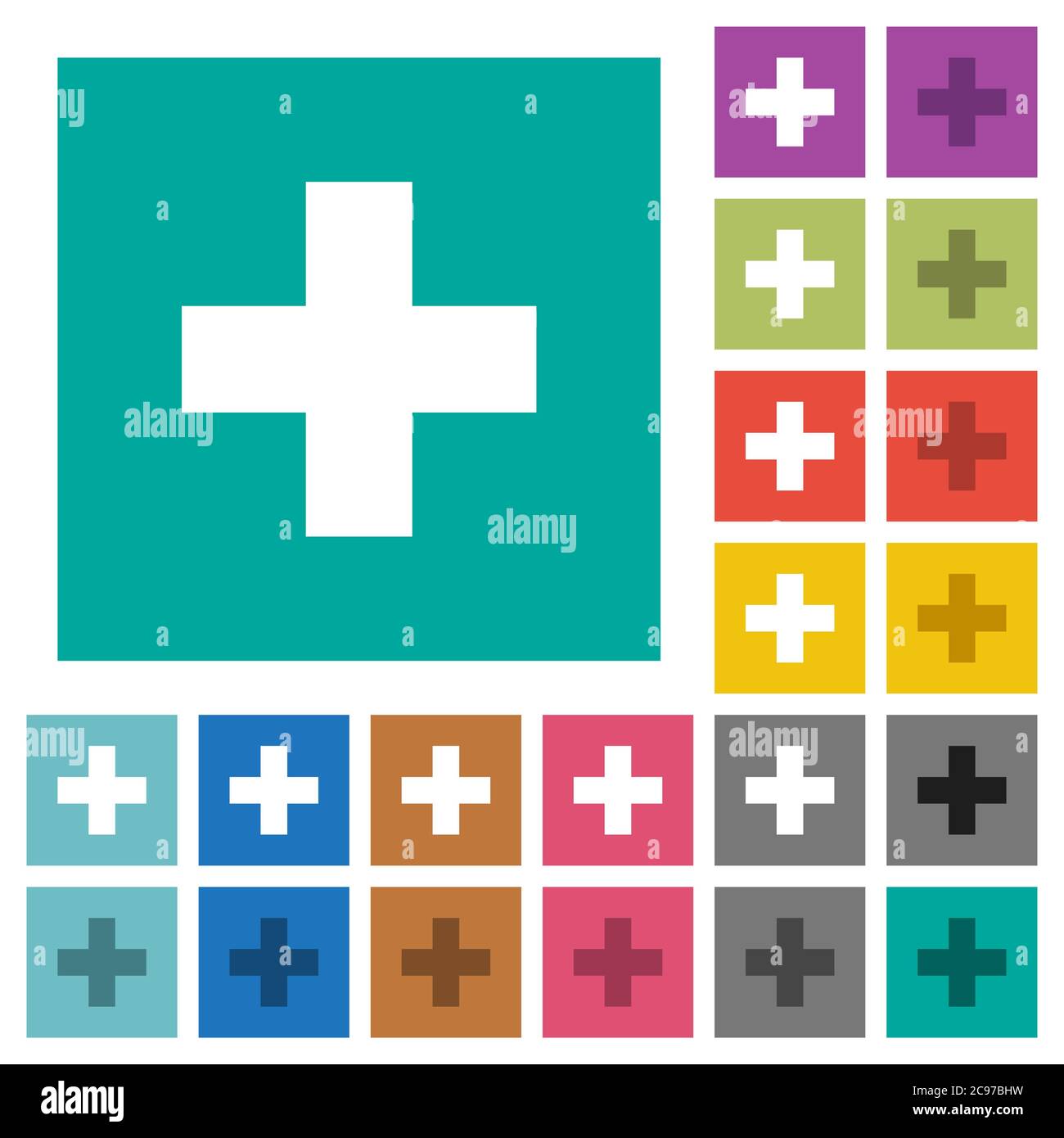 Add new item multi colored flat icons on plain square backgrounds ...