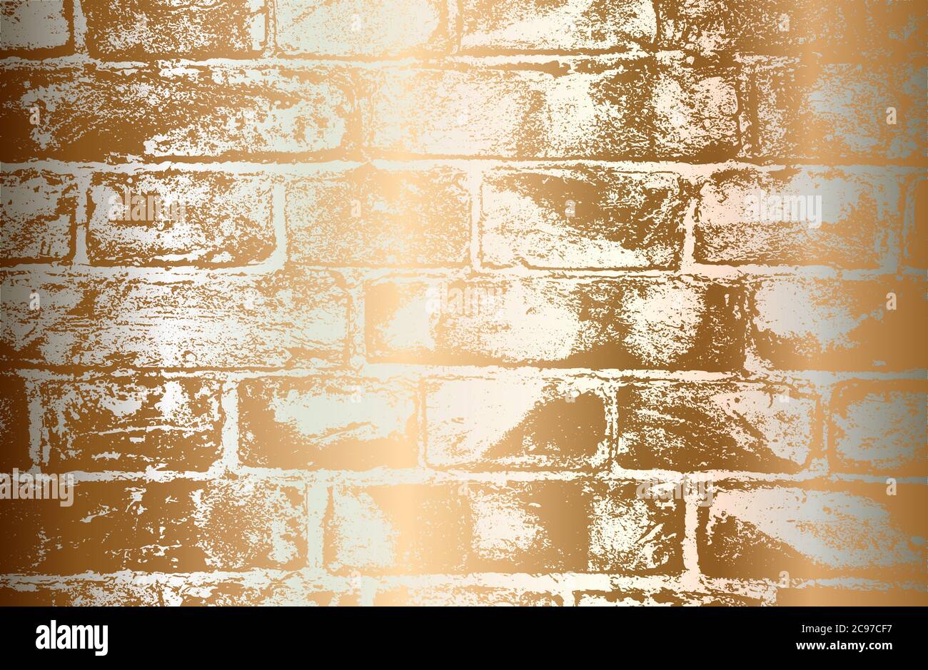 Luxury golden metal gradient background with distressed brick wall ...