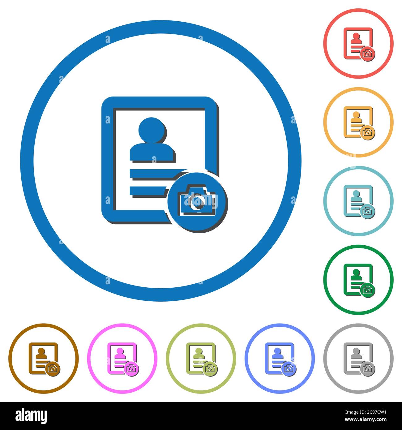 Contact profile picture flat color vector icons with shadows in round ...