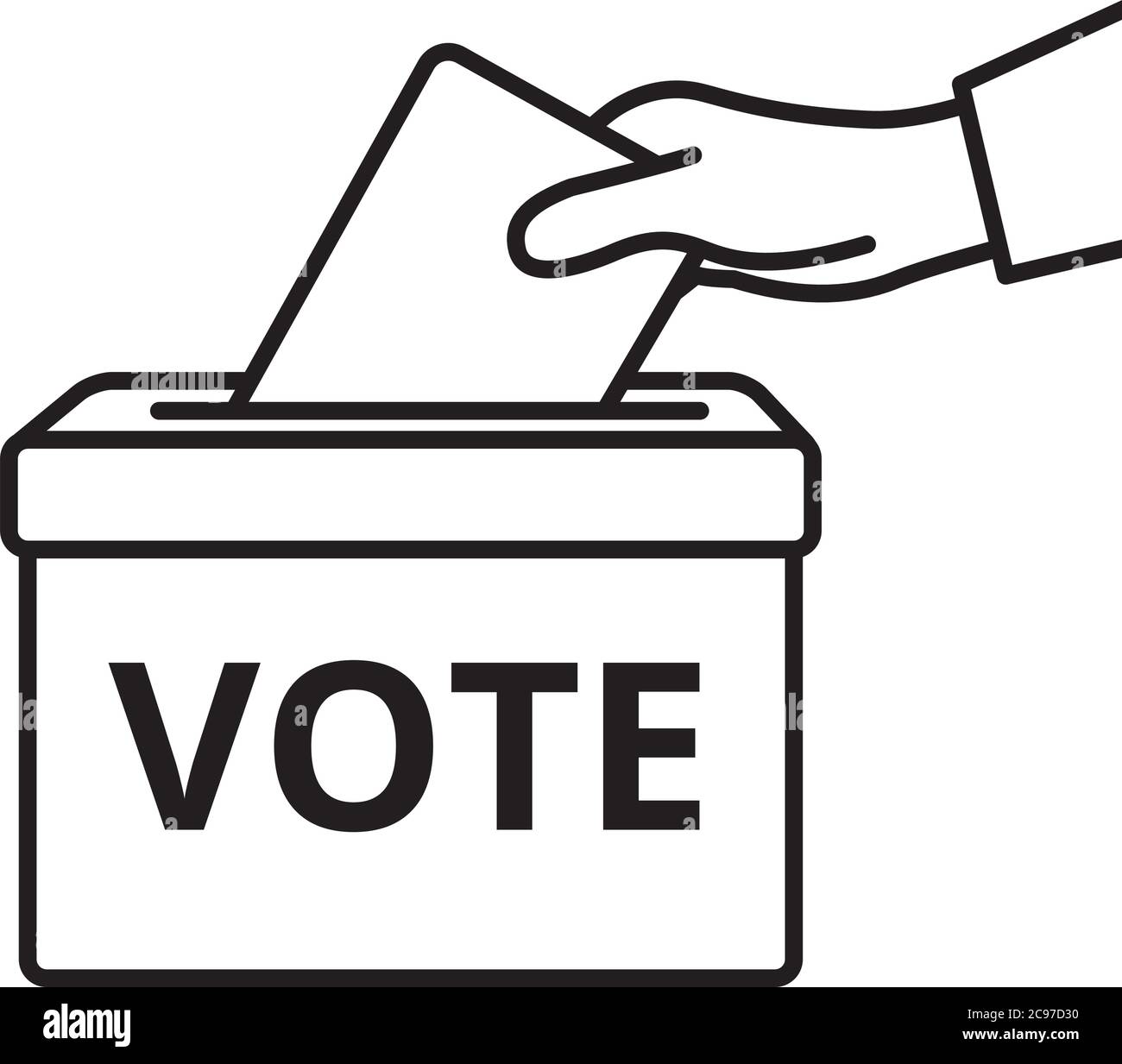 Hand putting vote into ballot box Black and White Stock Photos & Images ...