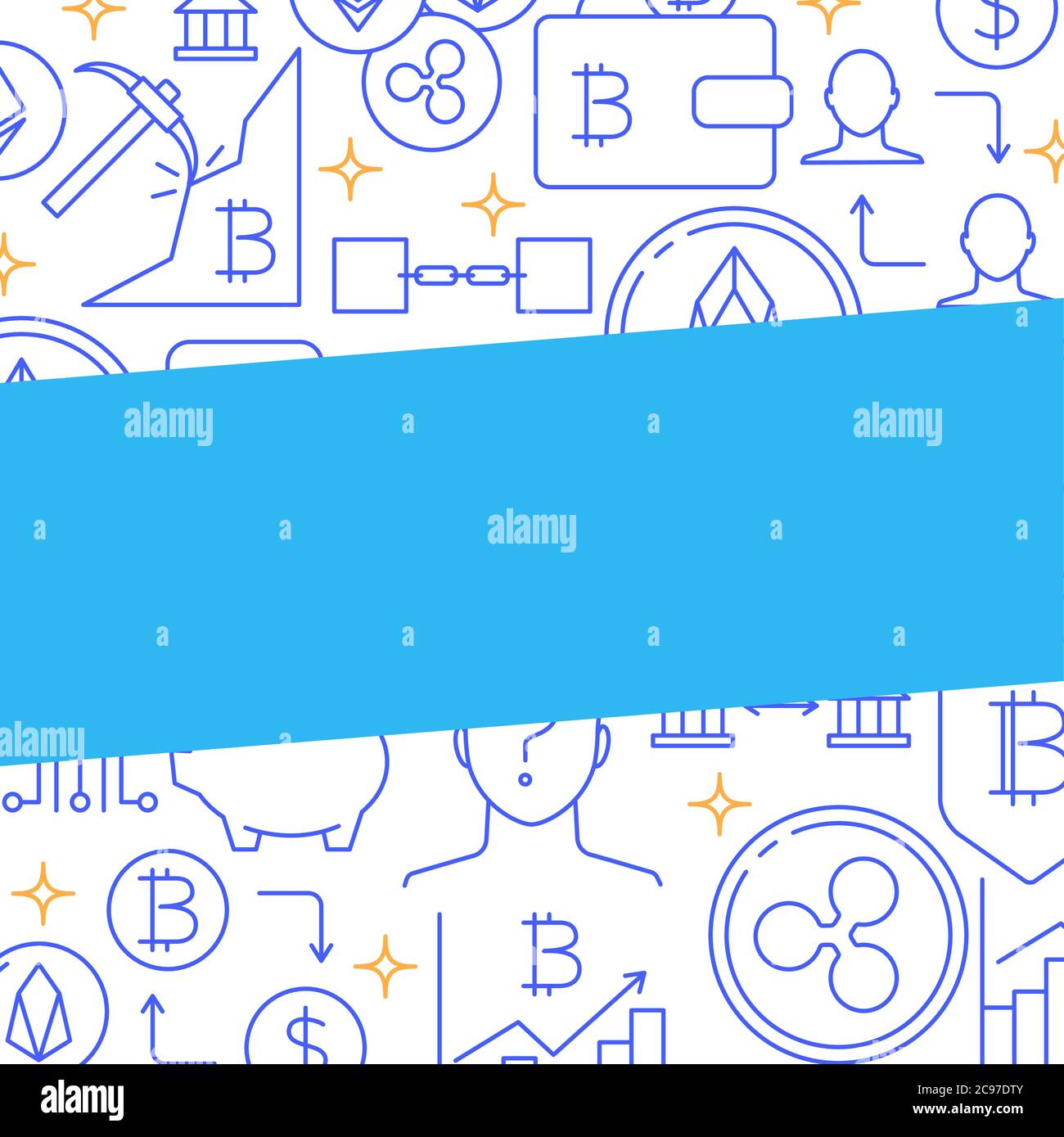 Digital currency concept poster in line style. Cryptocurrency banner ...