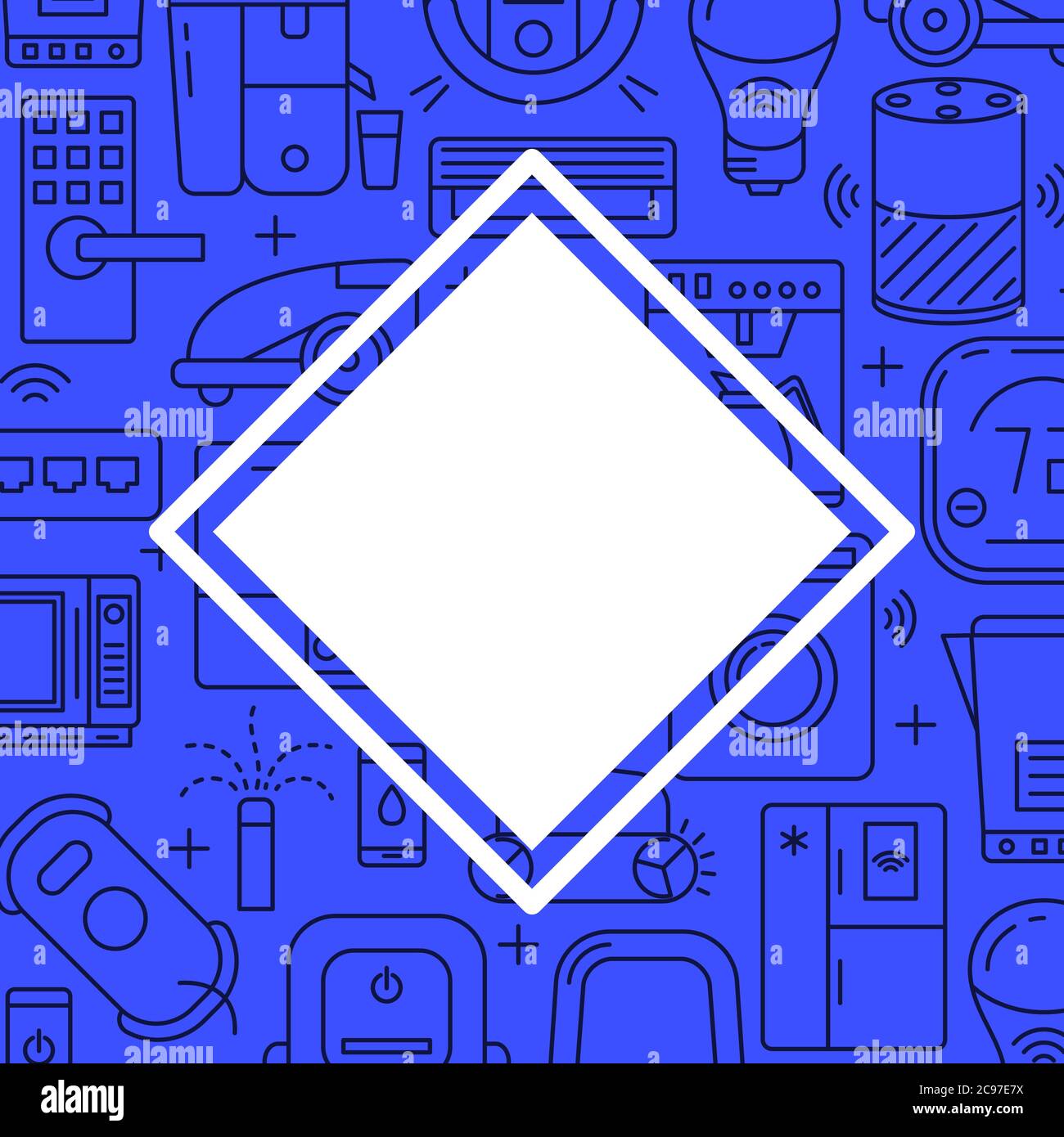 Automated home poster template in line style with place for text ...