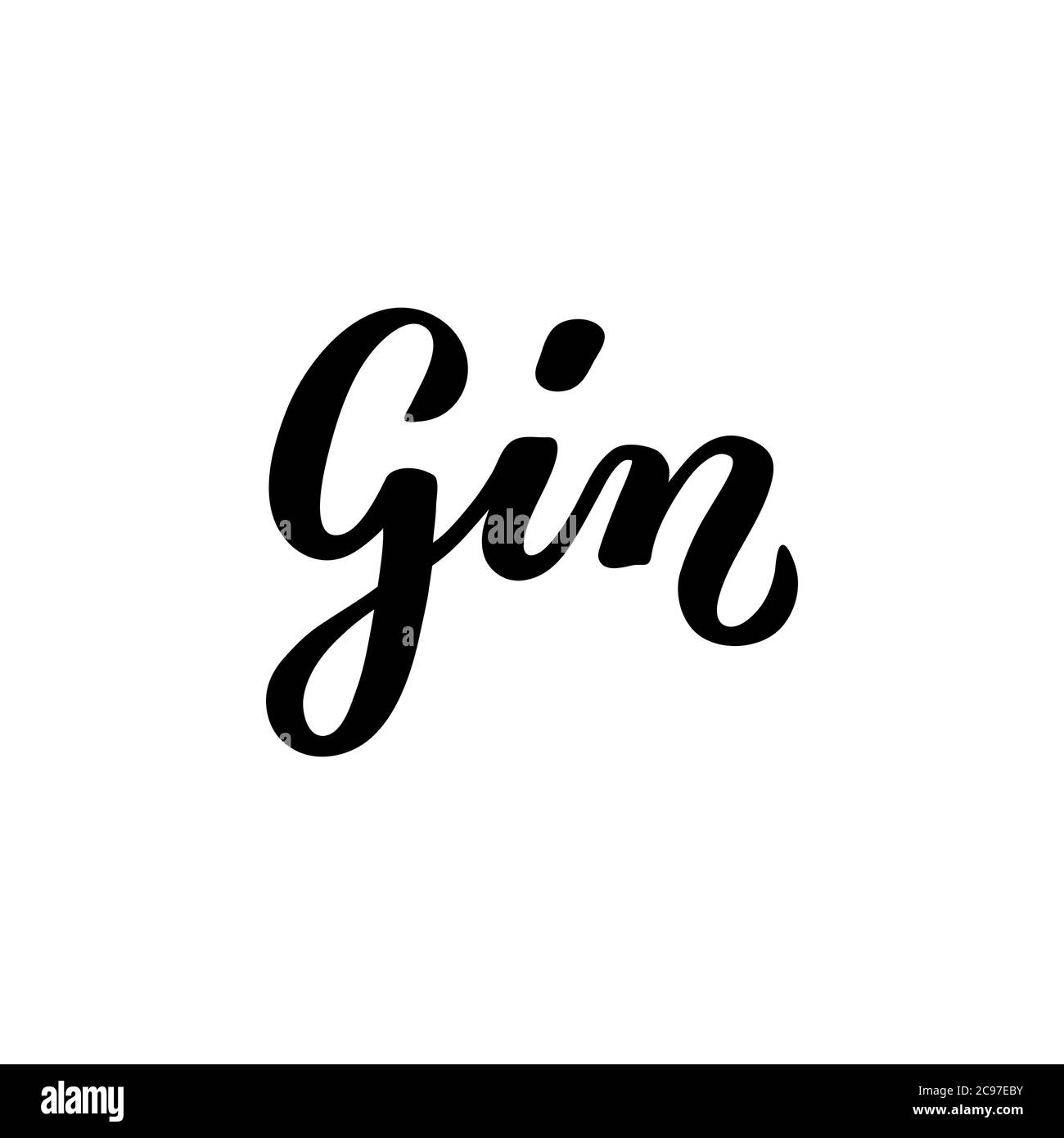Calligraphy lettering Gin. Hand-drawn and digitized. Vector inscription. Isolated on white ...