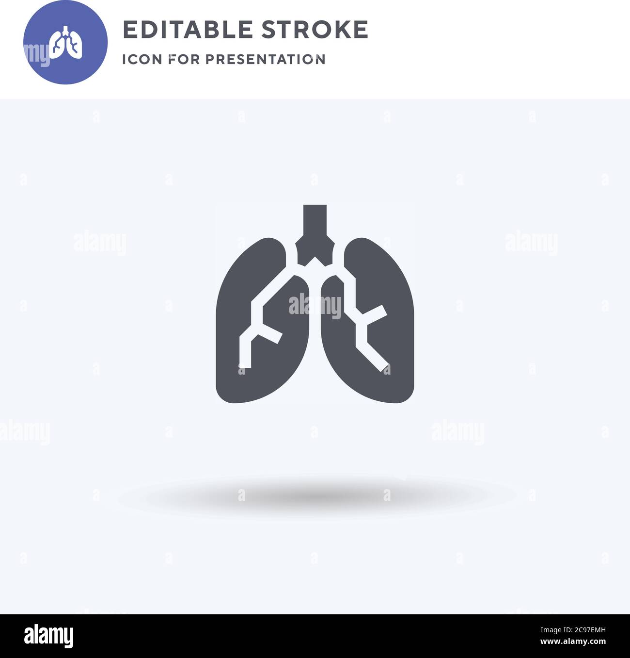 Lungs icon vector, filled flat sign, solid pictogram isolated on white ...