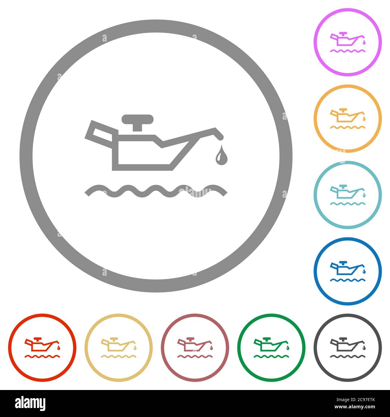 Oil level indicator flat color icons in round outlines on white ...