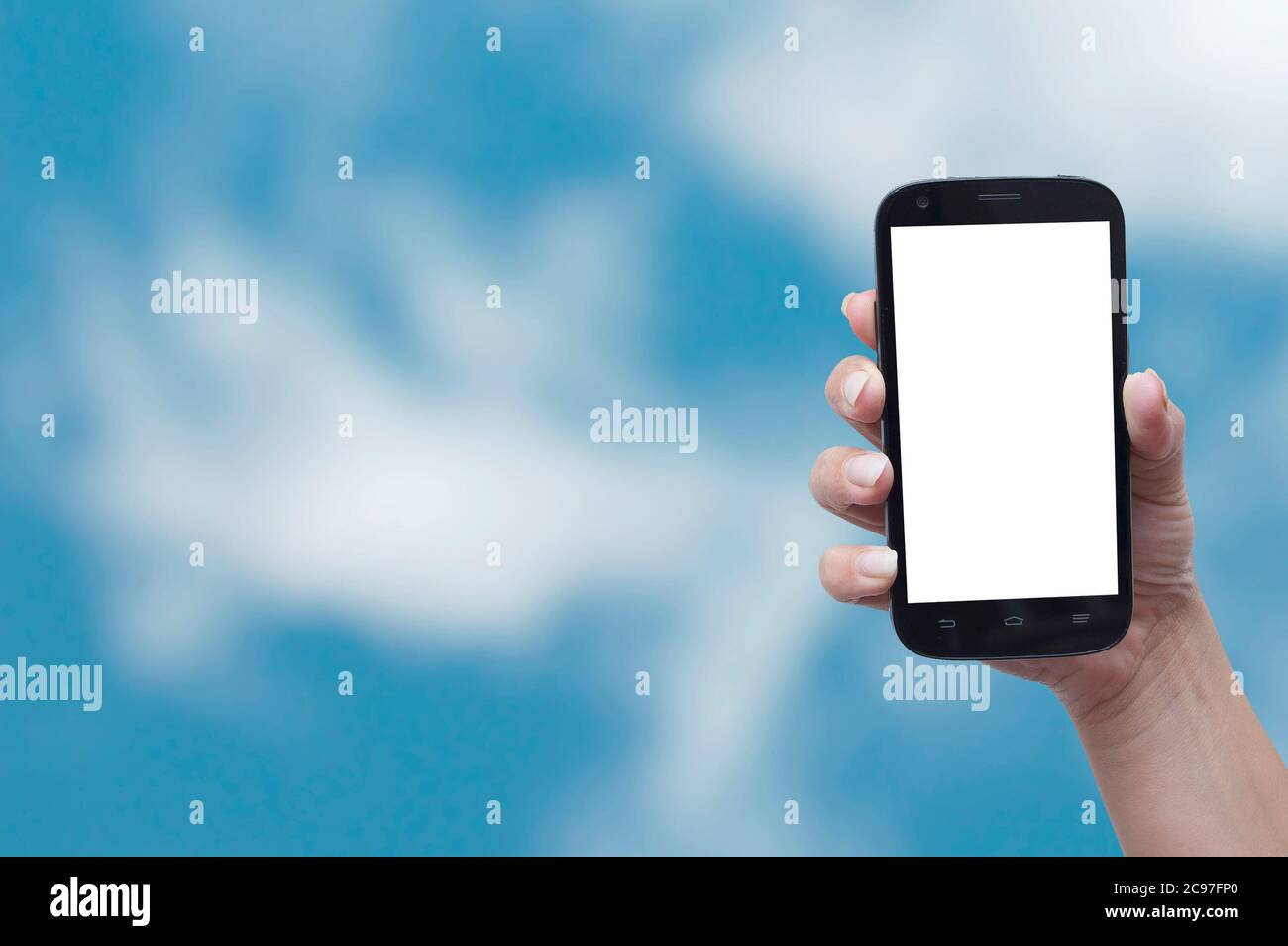 Smartphone in hand empty screen Stock Photo - Alamy