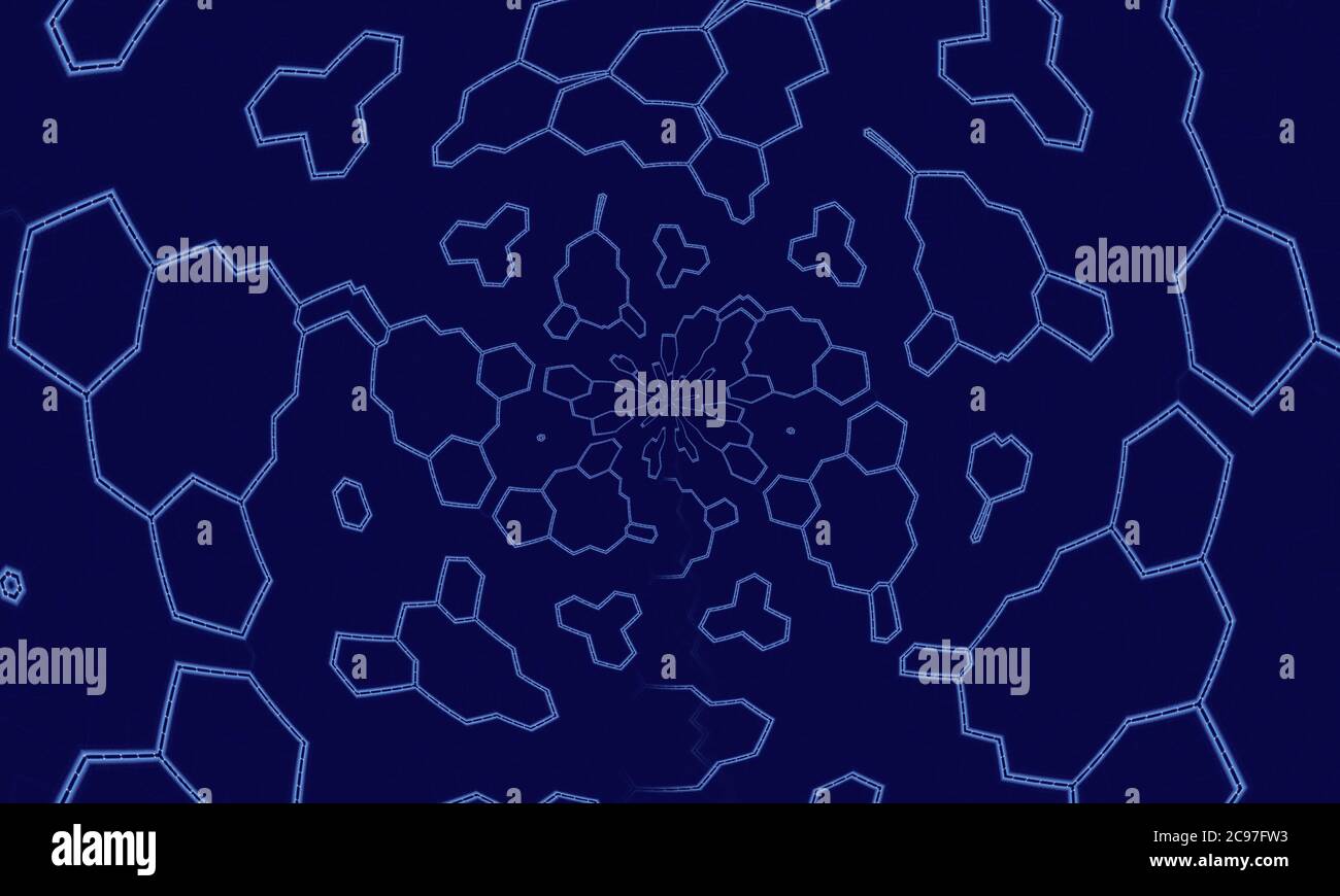 Dark blue background with a spiral of shape outlines for wallpapers ...