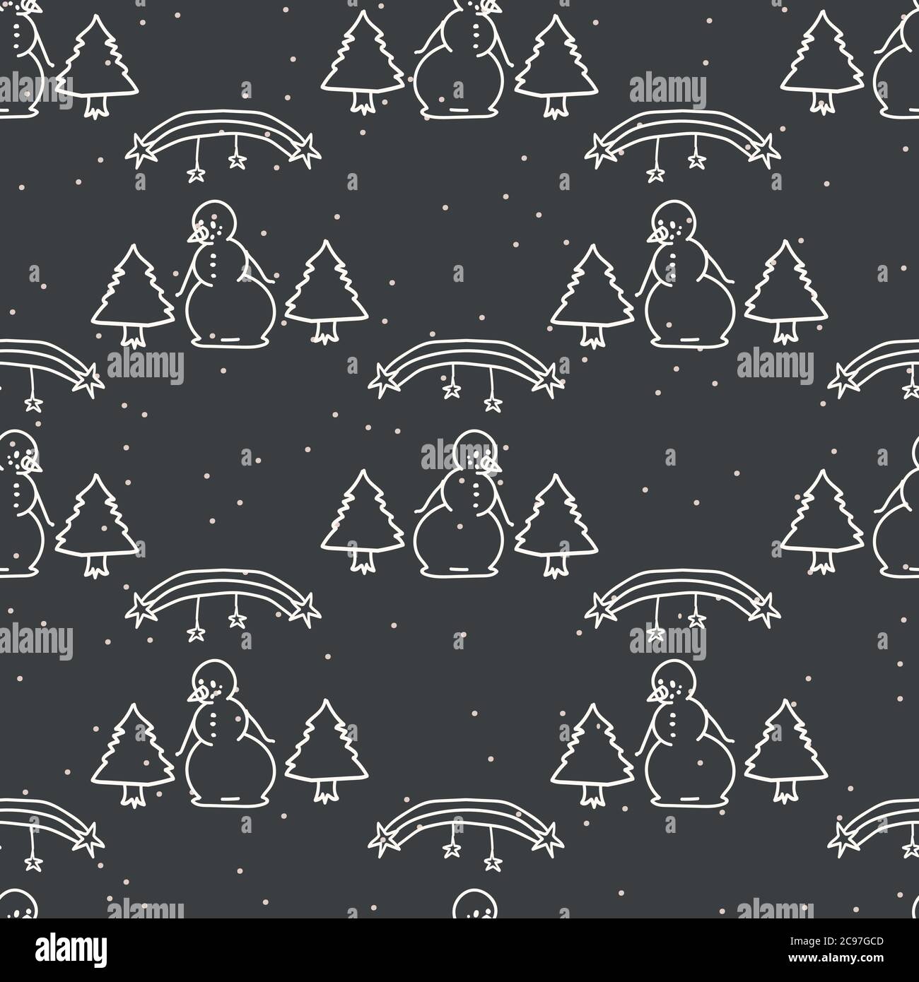 Seamless christmas winter snowman holiday background. Cute simple ...