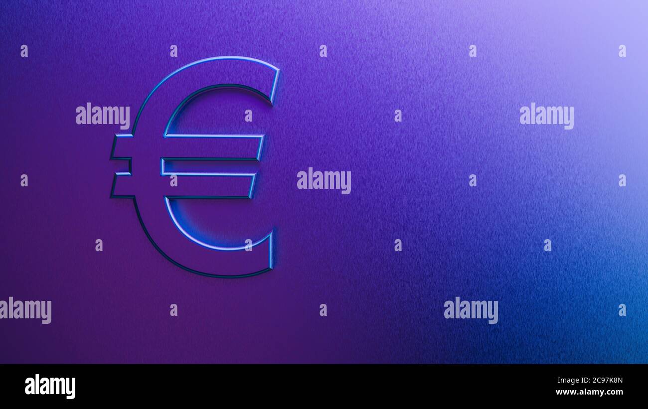 3d rendering of euro sign on a purple background Stock Photo - Alamy