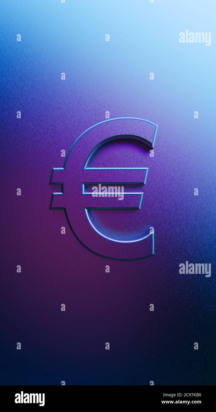 3d rendering of Euro sign on a vertical purple background Stock Photo ...