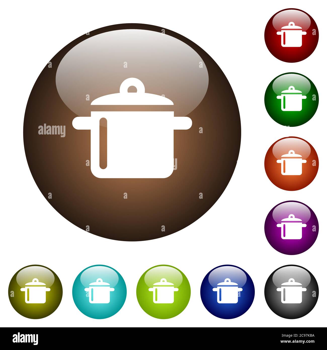 Cooking white icons on round color glass buttons Stock Vector Image ...