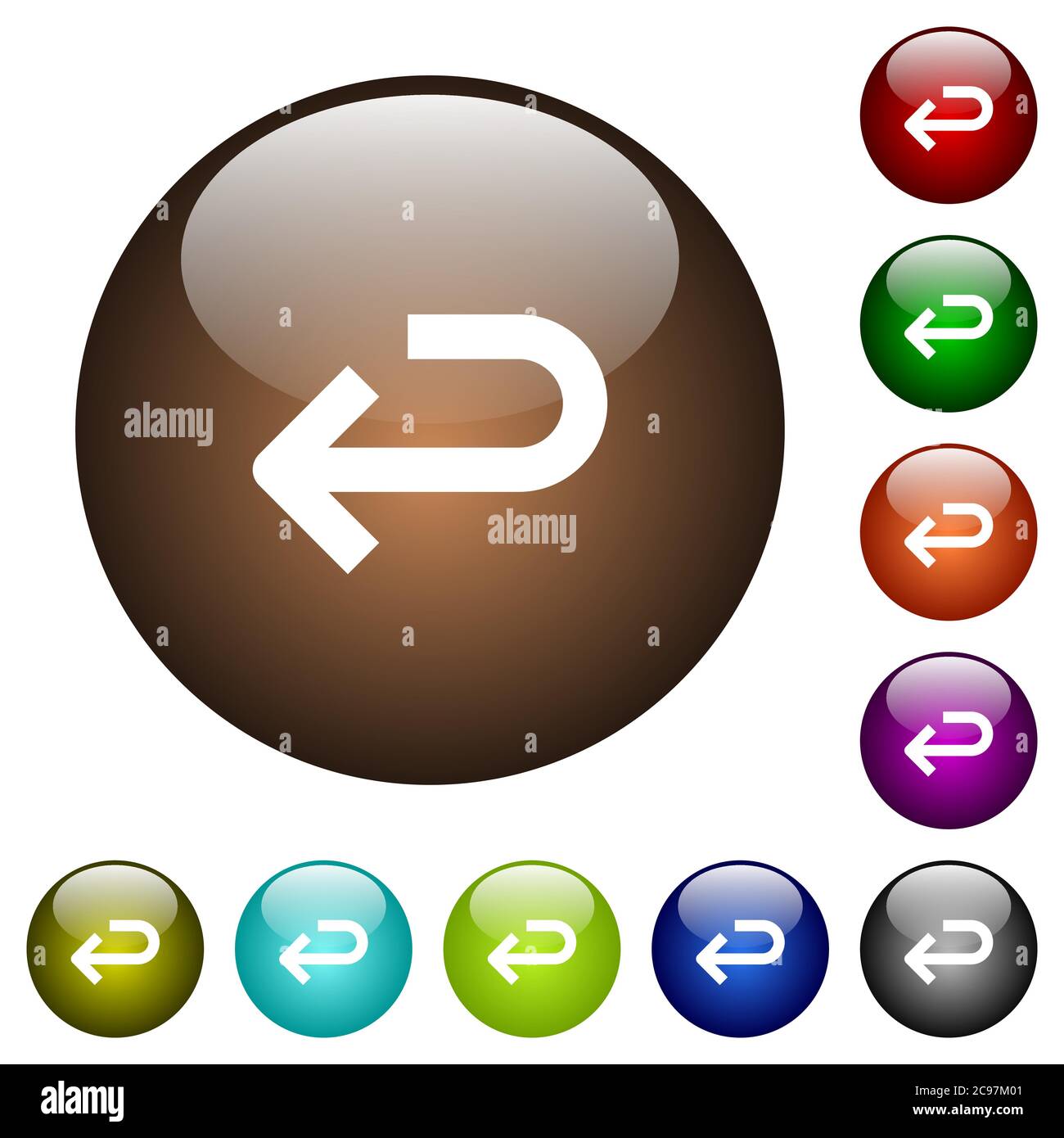 Back arrow white icons on round color glass buttons Stock Vector Image ...