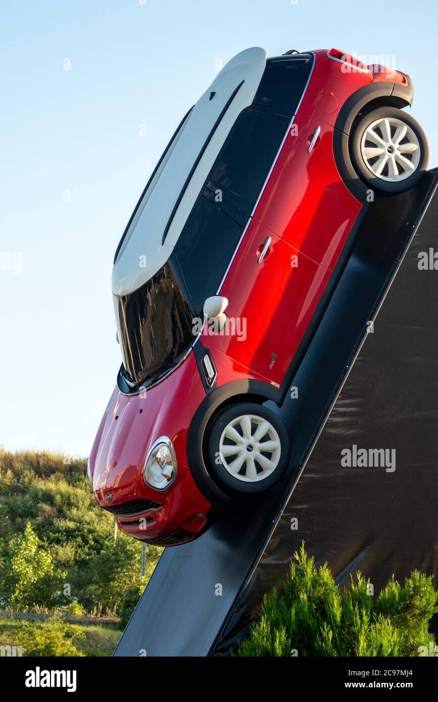 BMW Mini mock up installed or attached on steep surface as ...