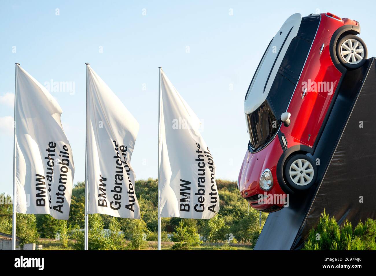 BMW logo and sign on flying flags and BMW Mini mock up installed or ...