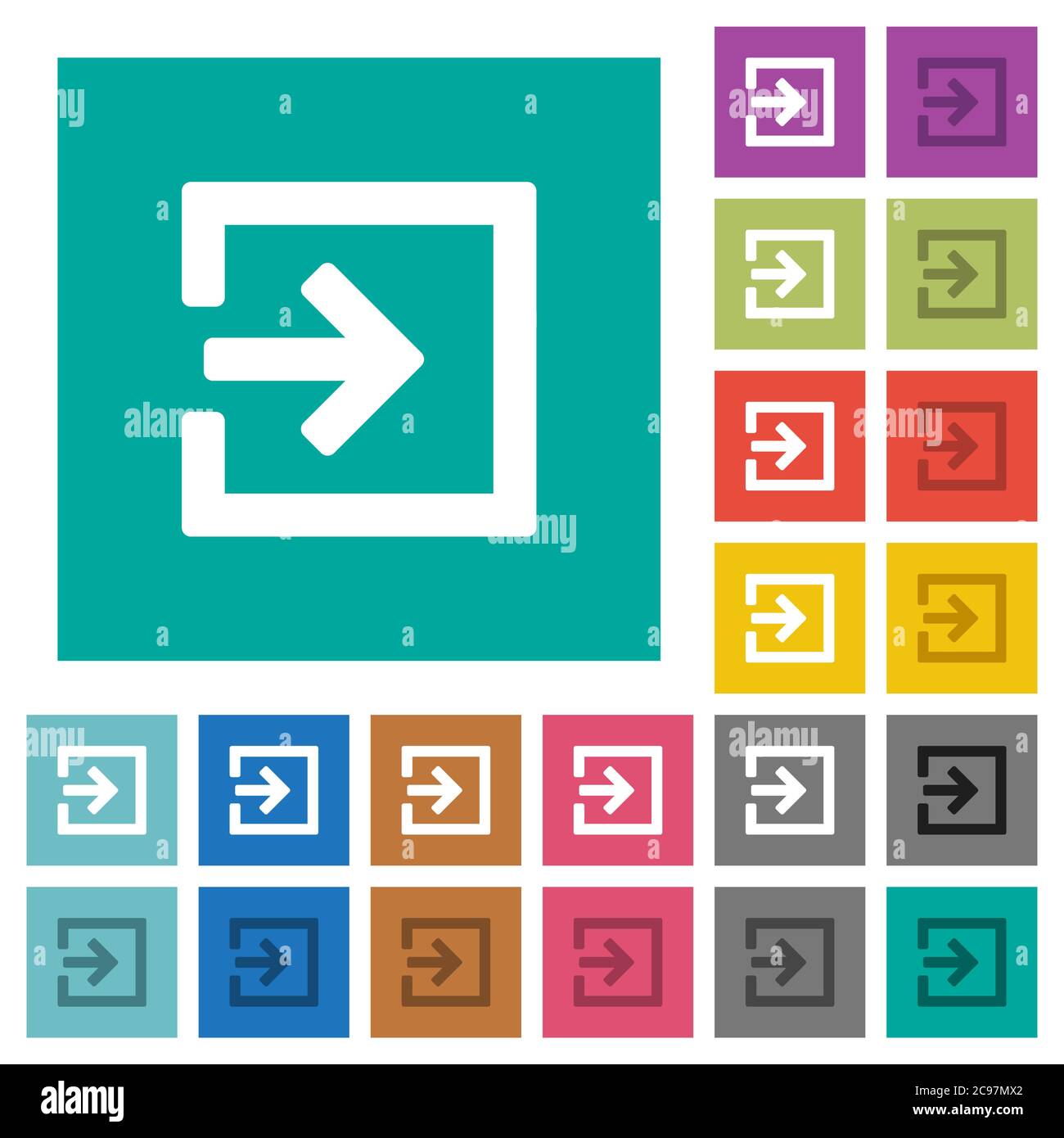 Import with inside arrow multi colored flat icons on plain square ...