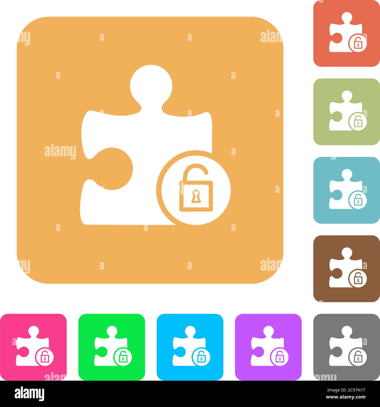 Unlock plugin flat icons on rounded square vivid color backgrounds ...