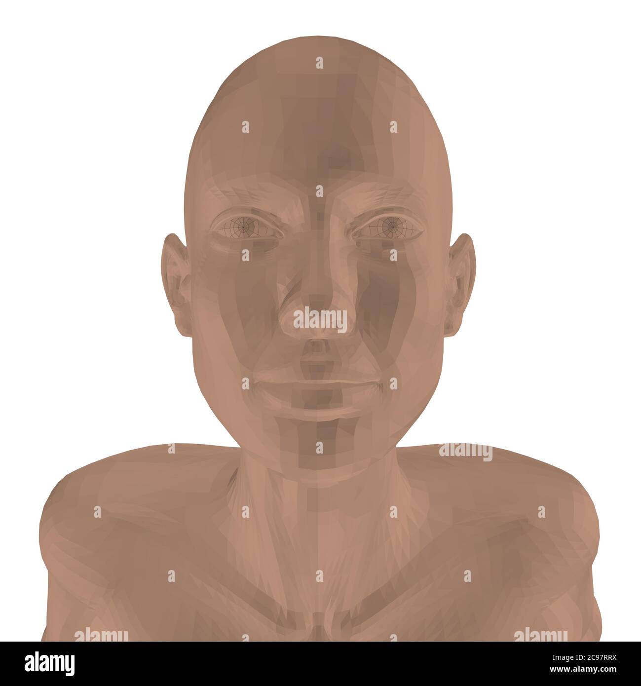 Polygonal girl with her head up. View from above. 3D. Vector ...