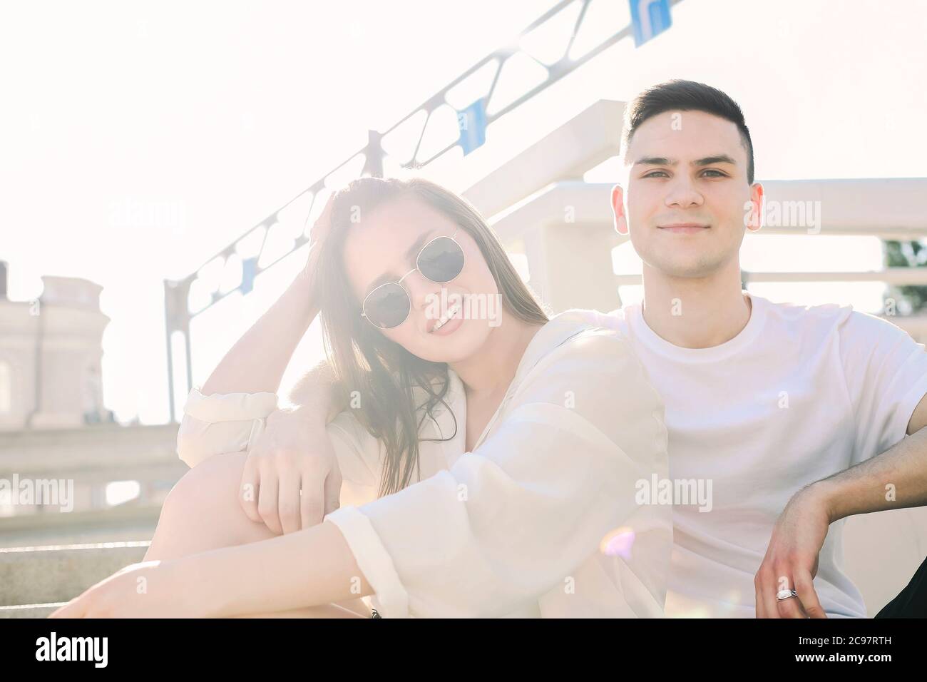 Romantic boyfriend hugging girlfriend hi-res stock photography and ...