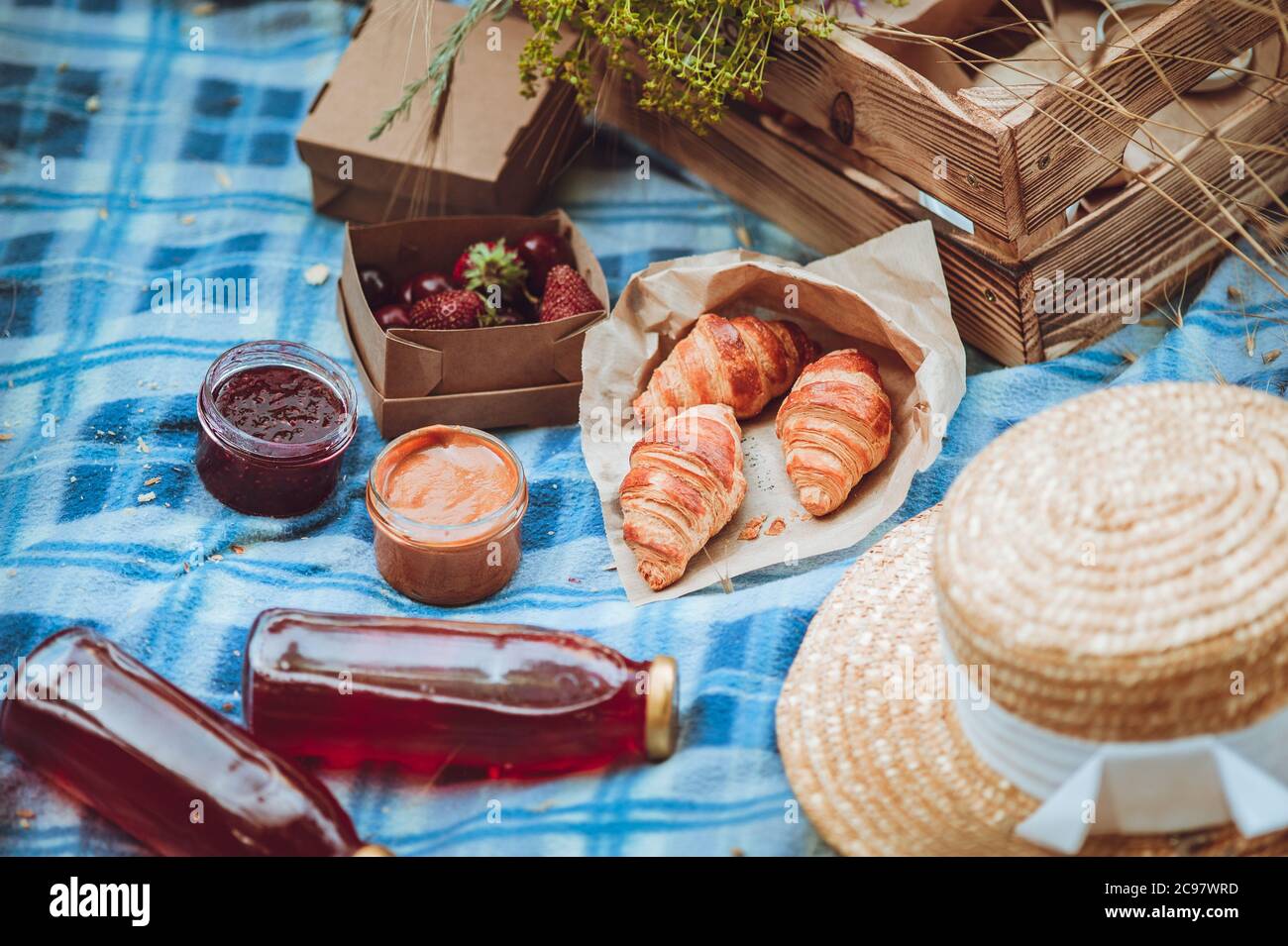 outdoor picnic in French style. Selective soft focus Stock Photo - Alamy