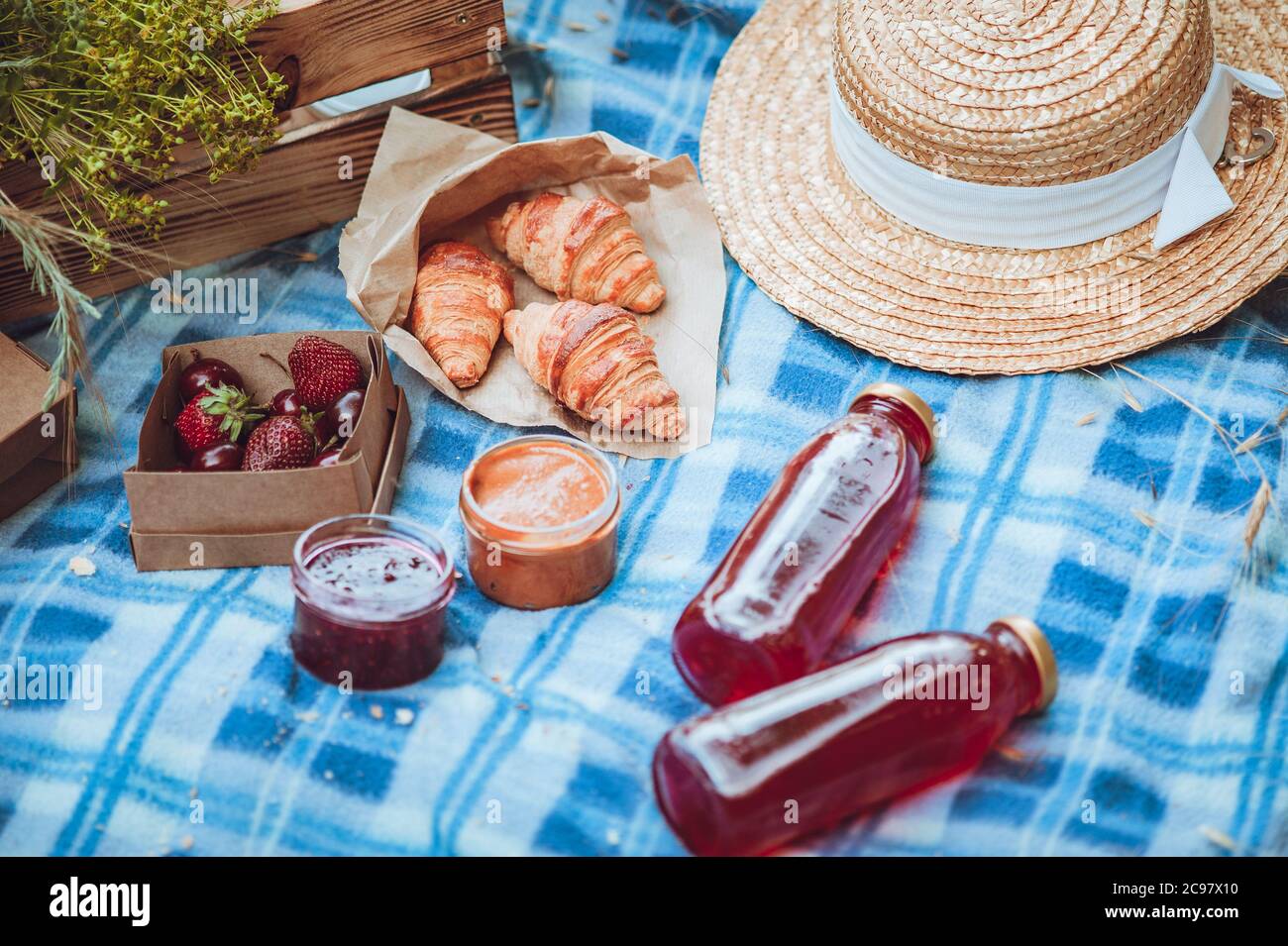 outdoor picnic in French style. Selective soft focus Stock Photo - Alamy