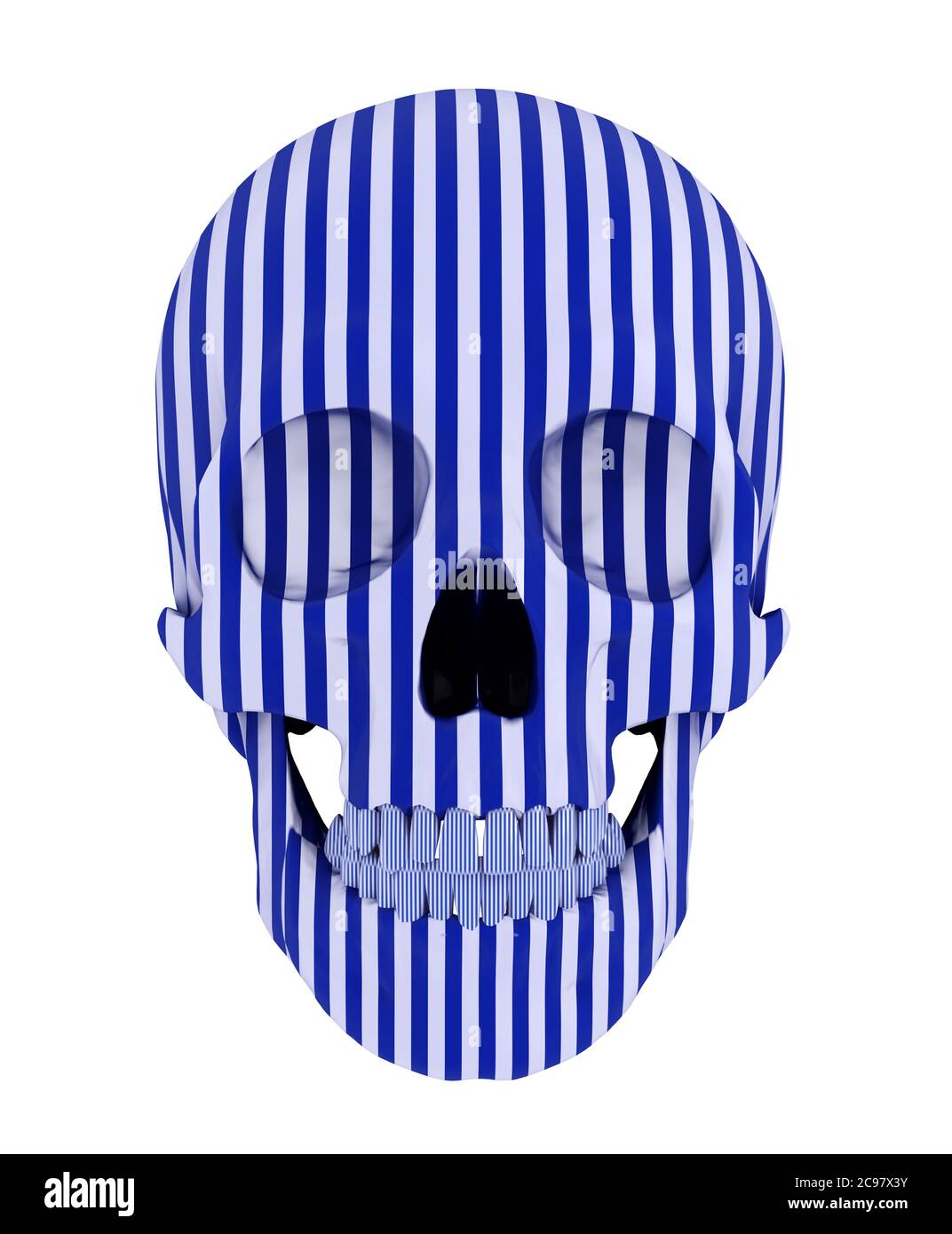 blue striped skull isolated on white background, 3d render Stock Photo ...