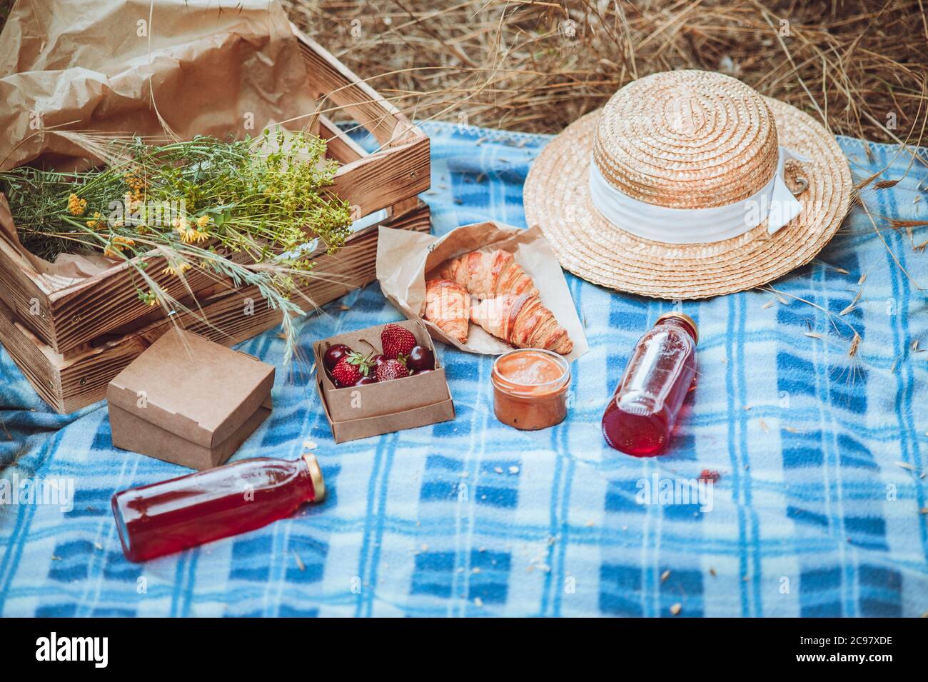 outdoor picnic in French style. Selective soft focus Stock Photo - Alamy