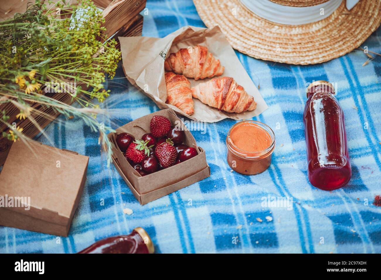 outdoor picnic in French style. Selective soft focus Stock Photo - Alamy