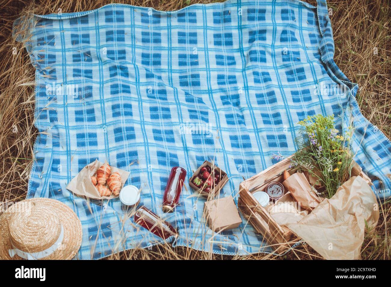 outdoor picnic in French style. Selective soft focus Stock Photo - Alamy
