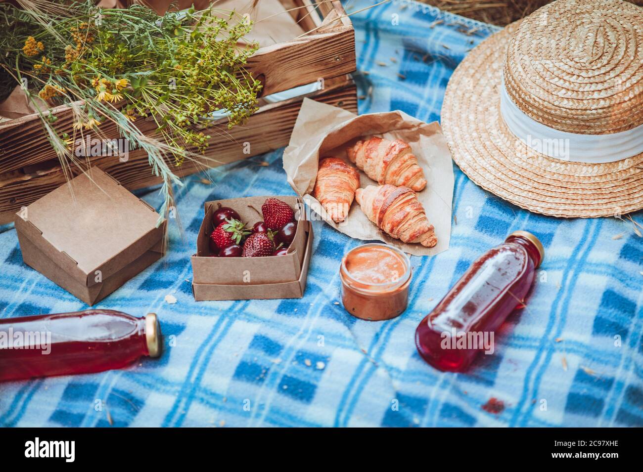 outdoor picnic in French style. Selective soft focus Stock Photo - Alamy