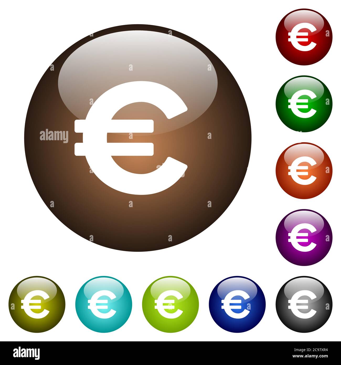 Euro sign white icons on round color glass buttons Stock Vector Image ...