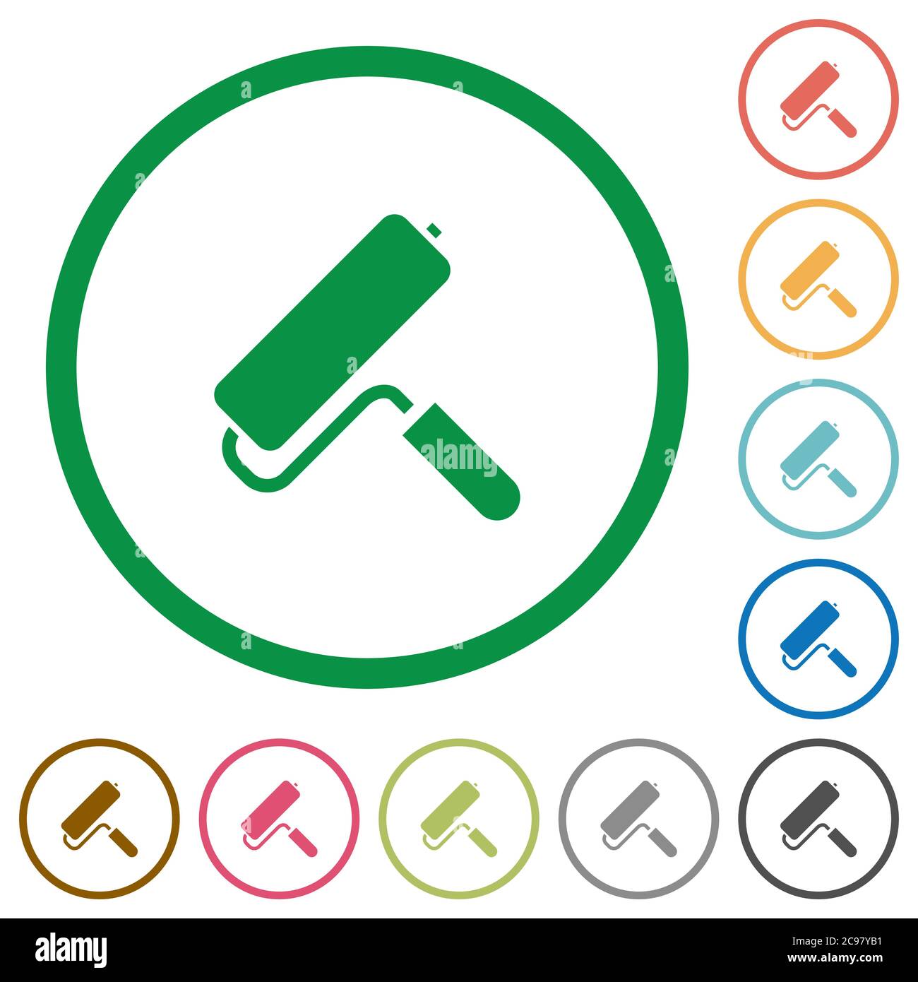 Paint roller flat color icons in round outlines on white background Stock Vector Image & Art - Alamy