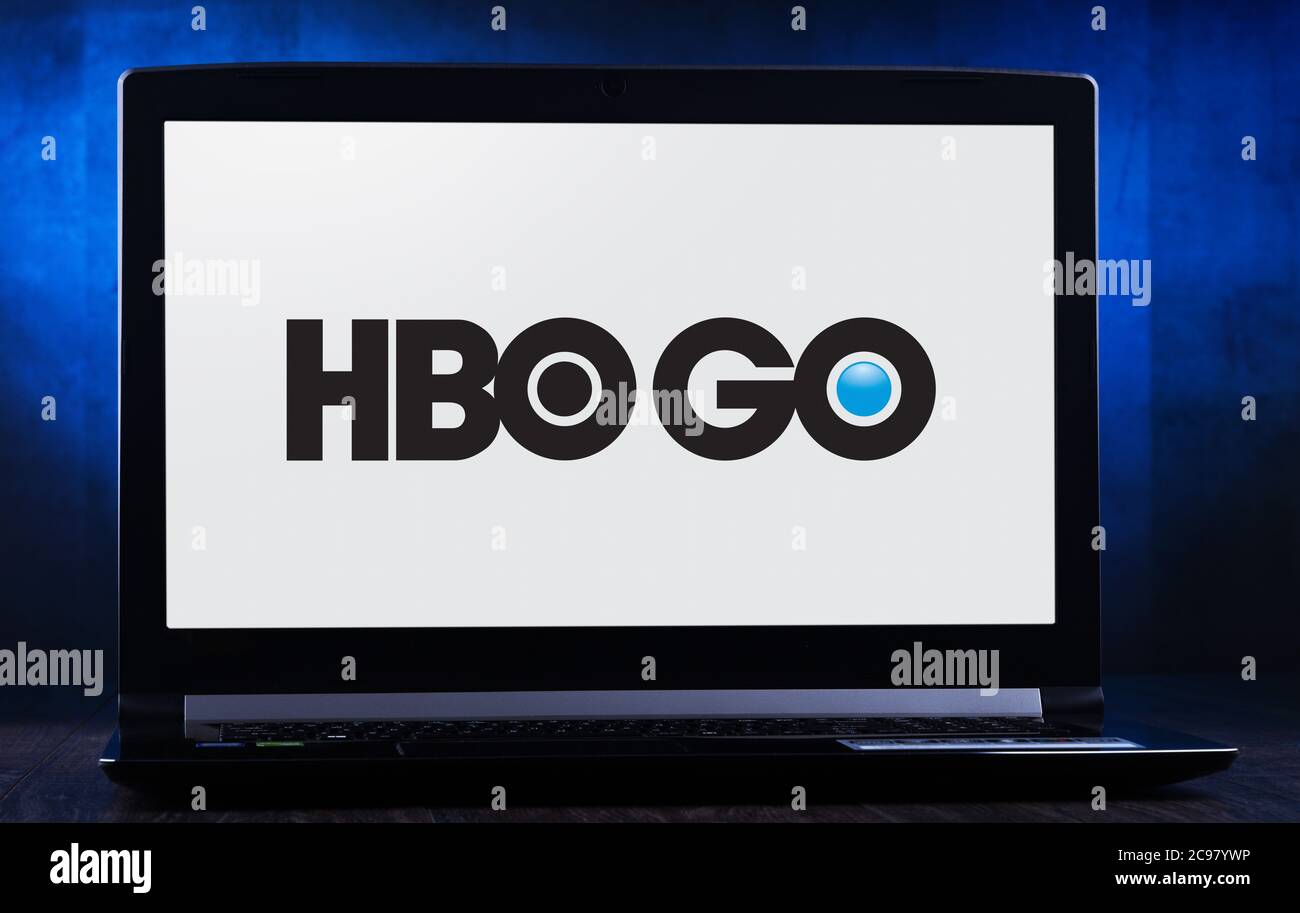 POZNAN, POL - MAR 26, 2020: Laptop computer displaying logo of HBO Go ...