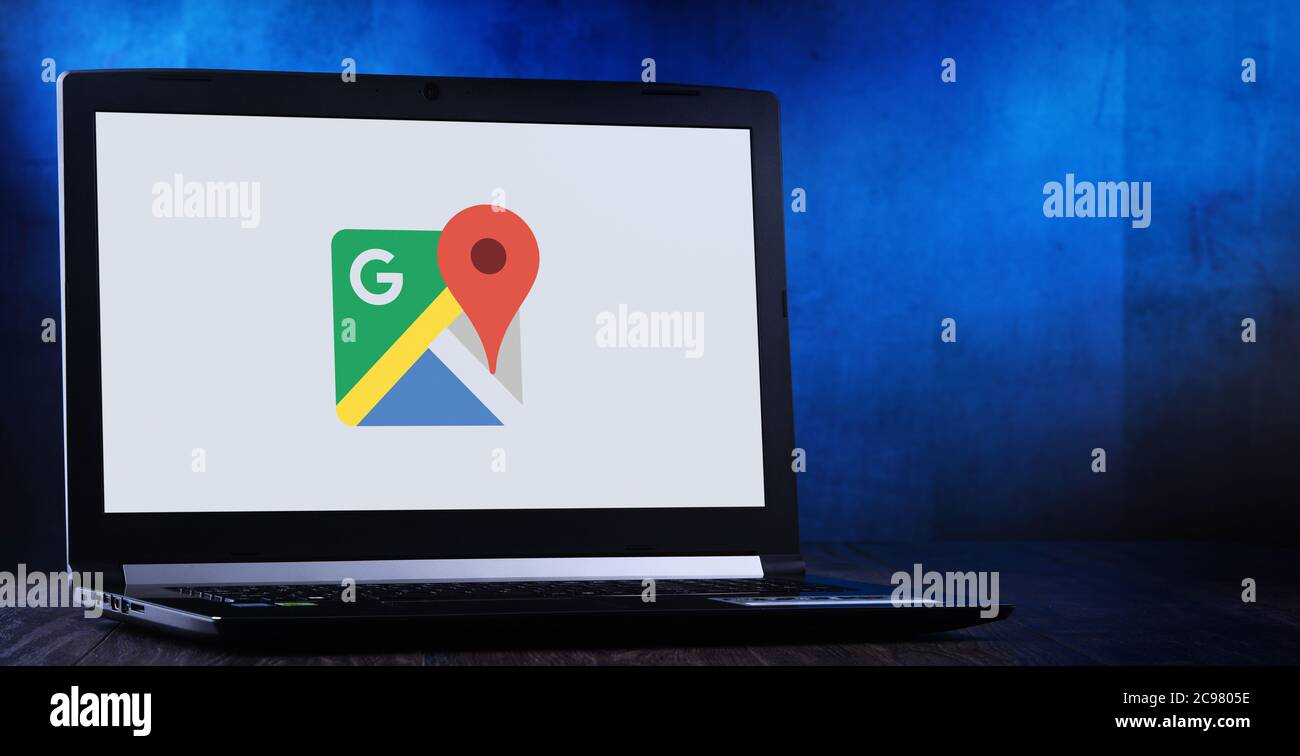 POZNAN, POL - JUL 14, 2020: Laptop computer displaying logo of Google ...