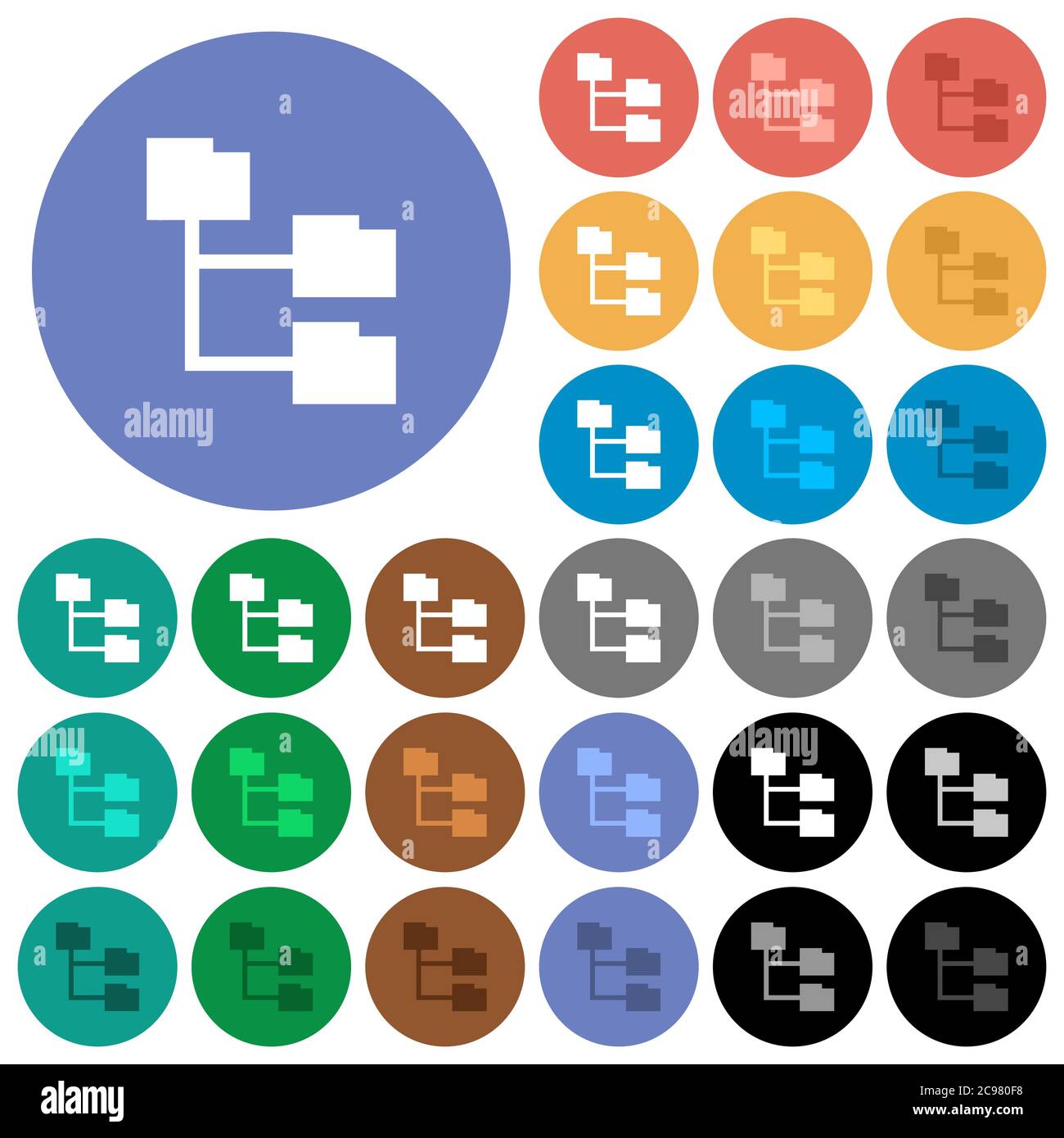 Folder structure multi colored flat icons on round backgrounds ...