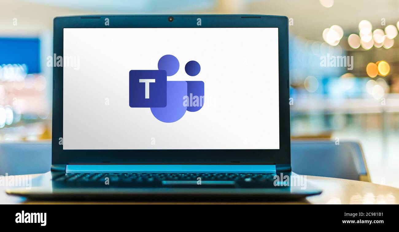 POZNAN, POL - JUN 16, 2020: Laptop computer displaying logo of ...