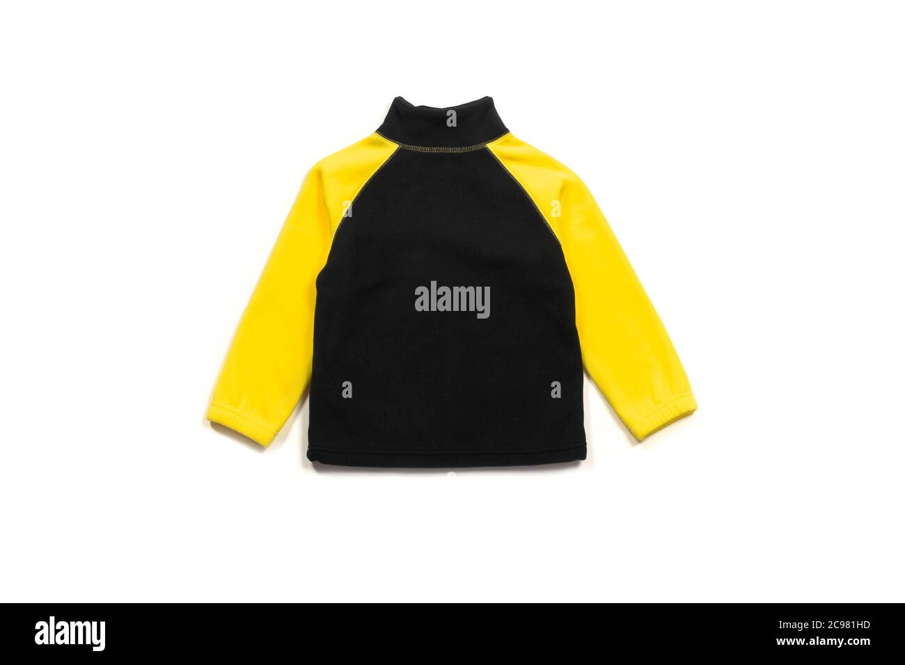 Yellow back fleece jacket isolated on white background, back view Stock ...