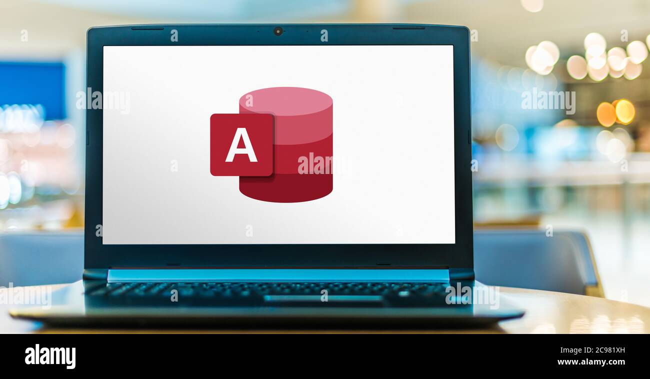 POZNAN, POL - MAY 15, 2020: Laptop computer displaying logo of ...